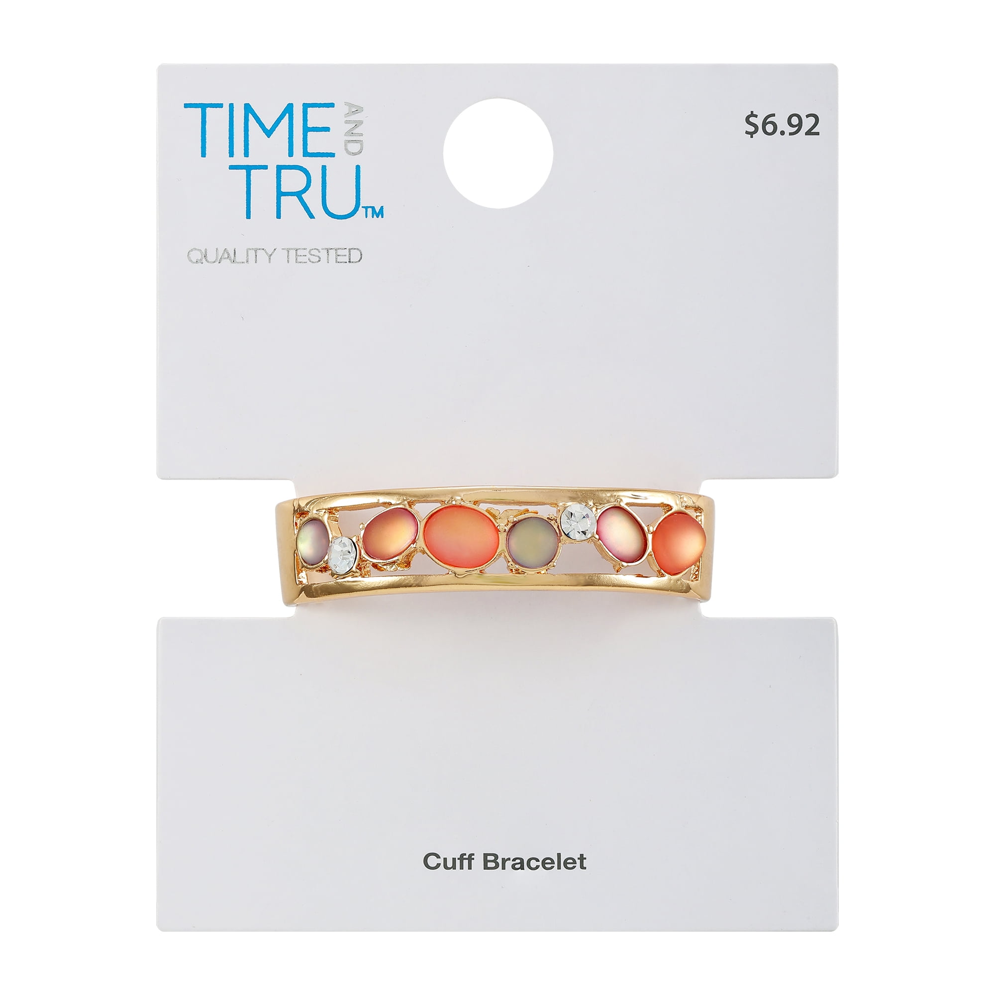 Time and Tru Women's Imitation Gold Fashion Cuff Bracelet with Crystals ...