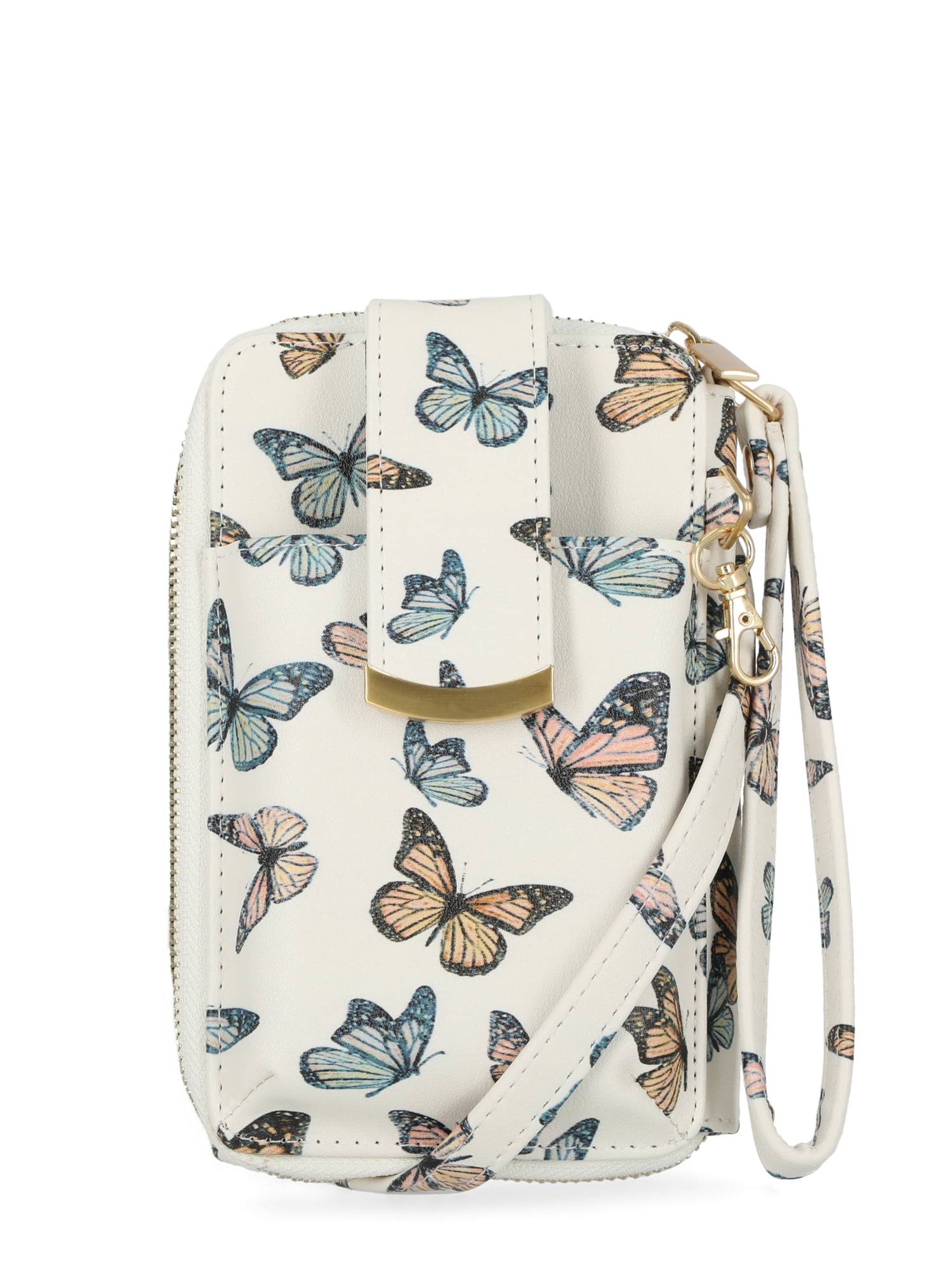 Time and Tru Women's Traditional Cell Phone Wallet, Butterfly Print ...