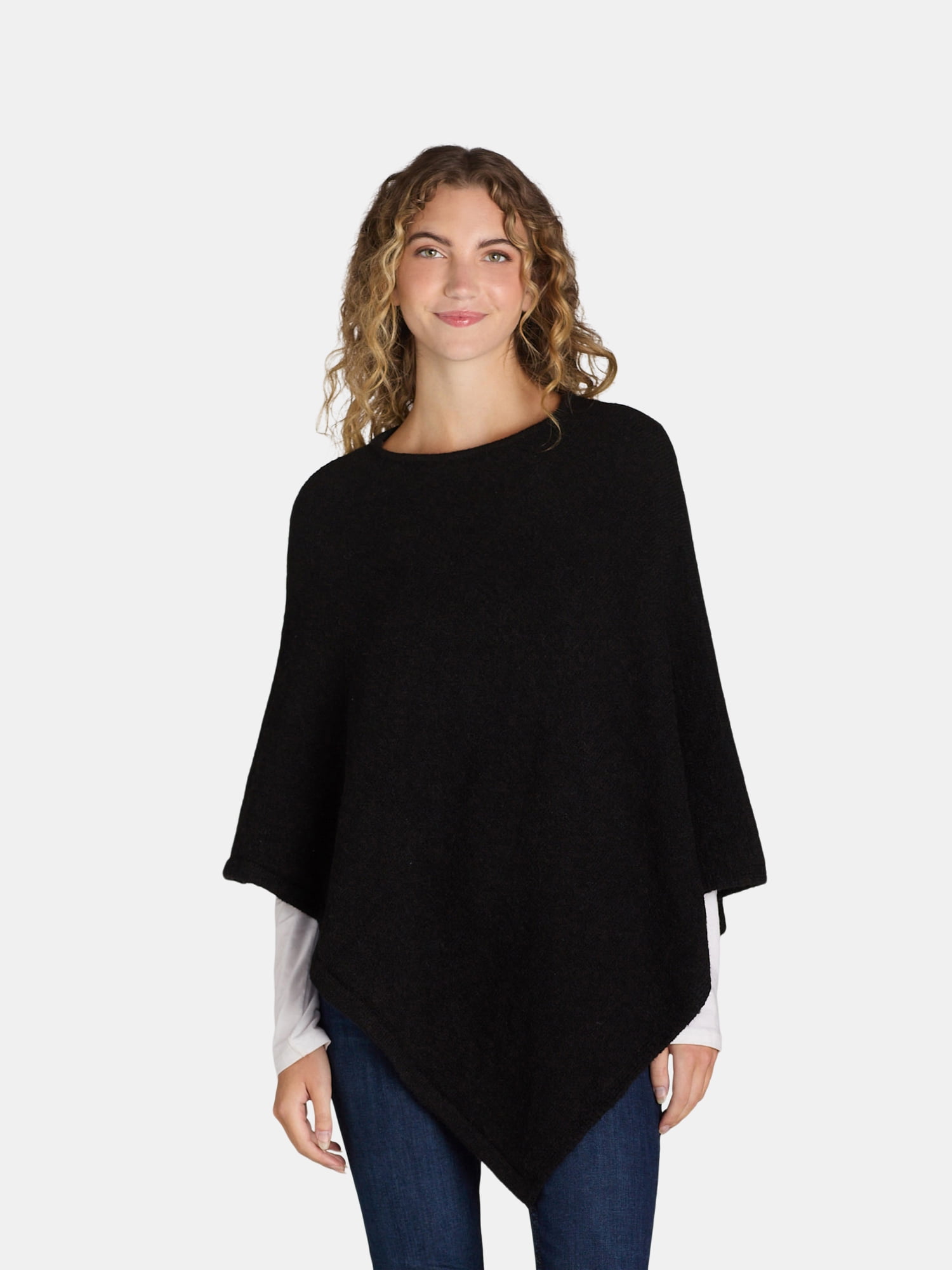 Time and Tru Women's Knit Fashion Poncho, S/M, Black - Walmart.com