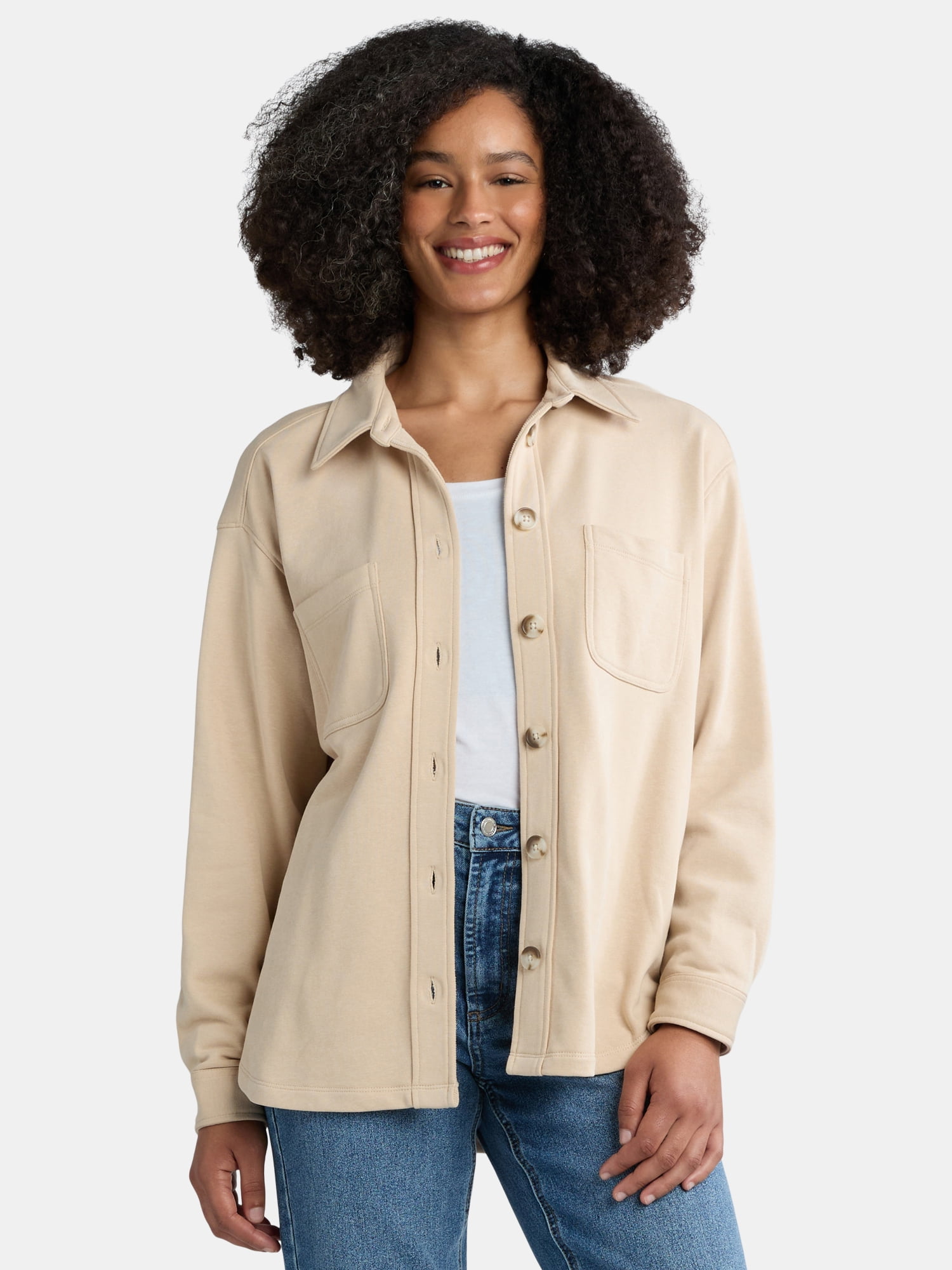 Time and Tru Women’s Knit Shacket with Long Sleeves, Sizes XS-XXXL ...