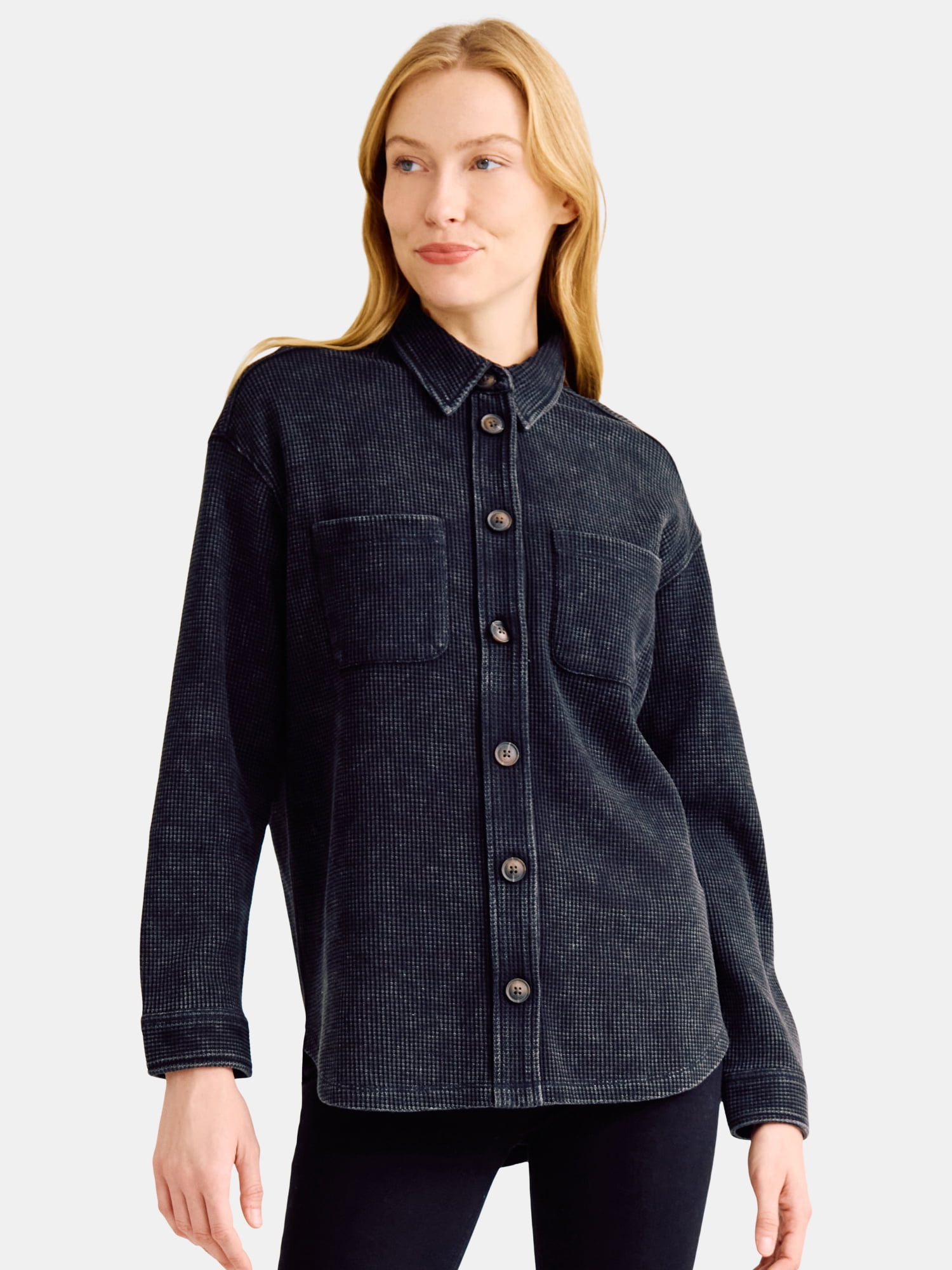 Time and Tru Women’s Knit Shacket with Long Sleeves, Sizes XS-XXXL ...