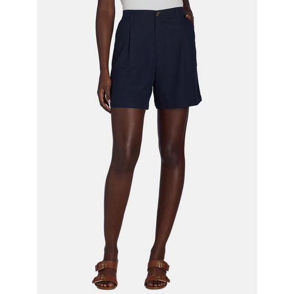 Time and Tru Women’s Linen Blend Shorts, 5” Inseam, Sizes XS-XXXL ...