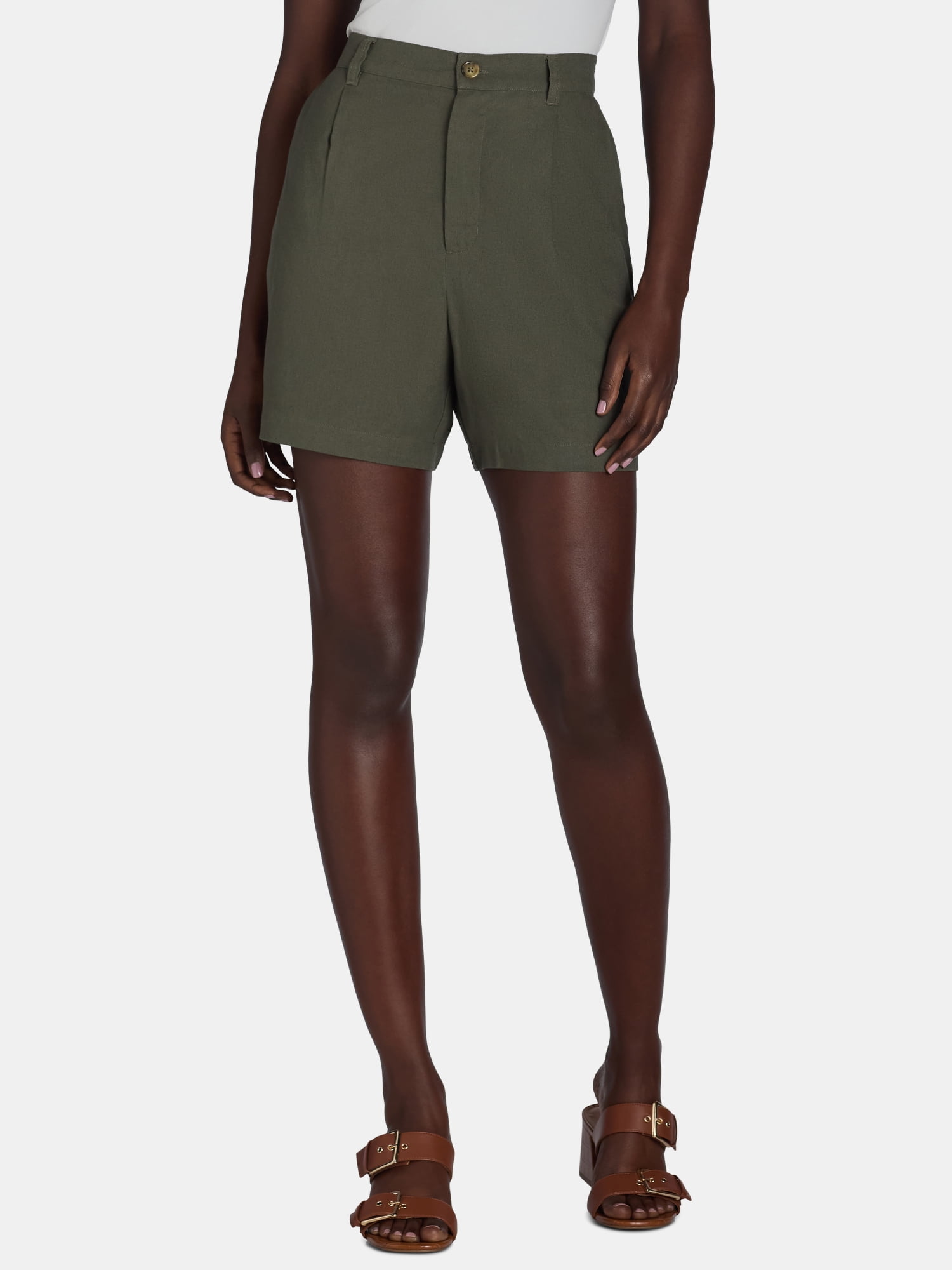 Time & Tru Women's Linen Blend Shorts, 5" Inseam, XS-XXXL - Walmart.com