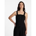 Time and Tru Women's Linen Blend Button Front Tank Top with Adjustable ...