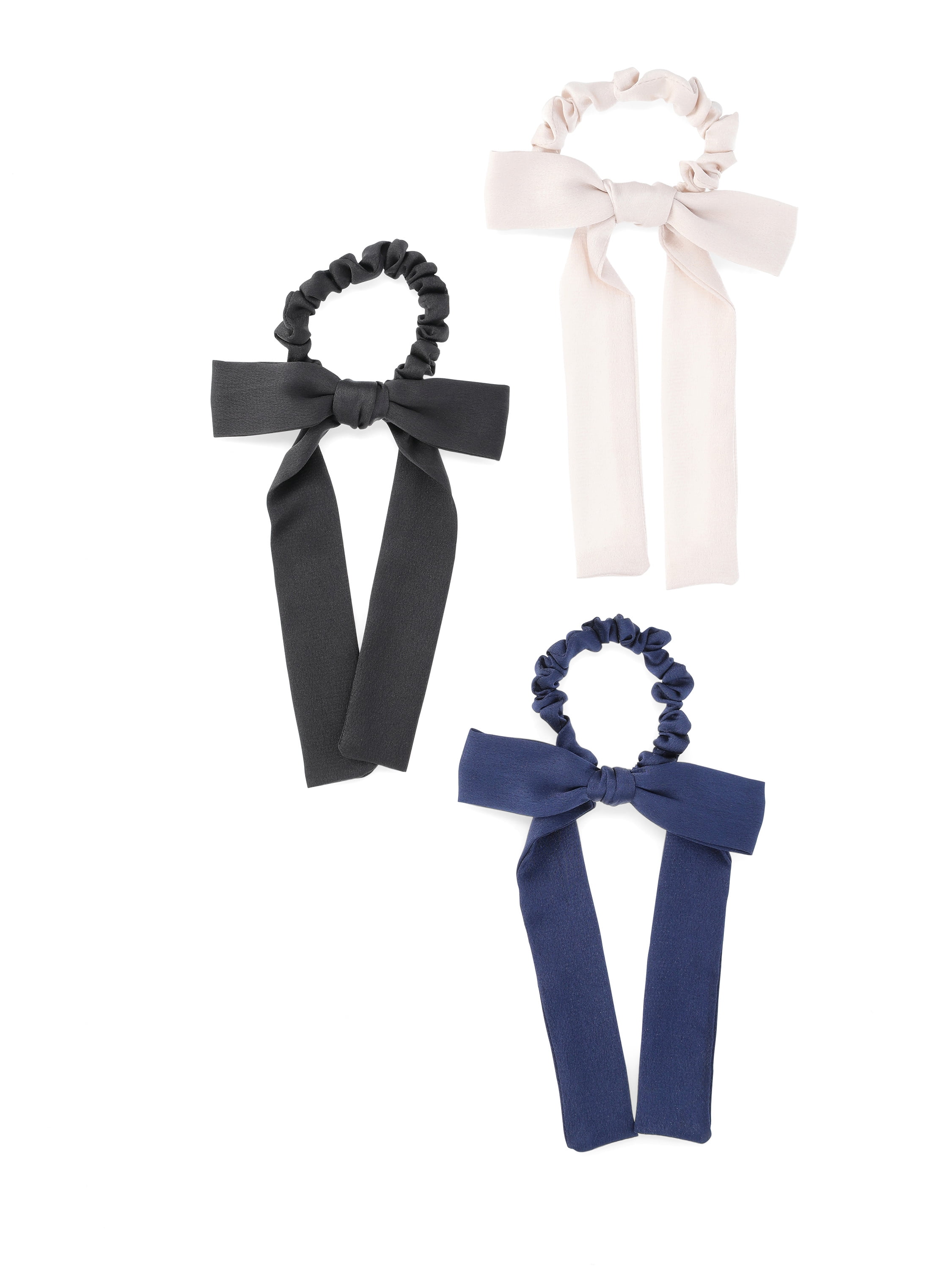 Time and Tru Women's Long Bow Hair Ties 3-Pack in Blue Stylish Elegant ...