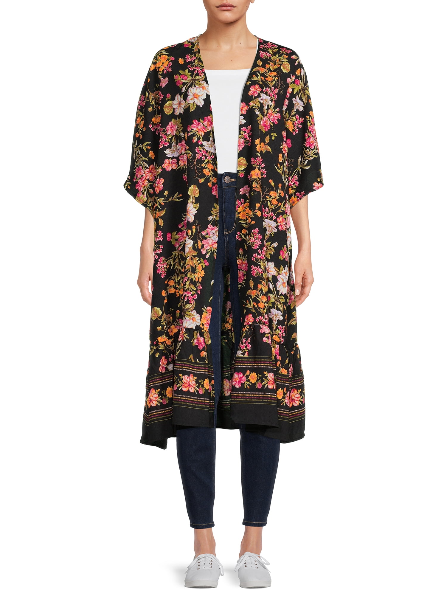Time and Tru women's Long Printed Duster - Walmart.com
