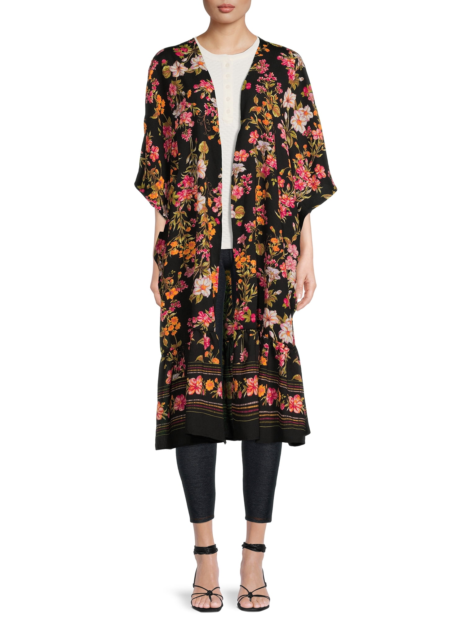 Time and Tru women's Long Printed Duster - Walmart.com