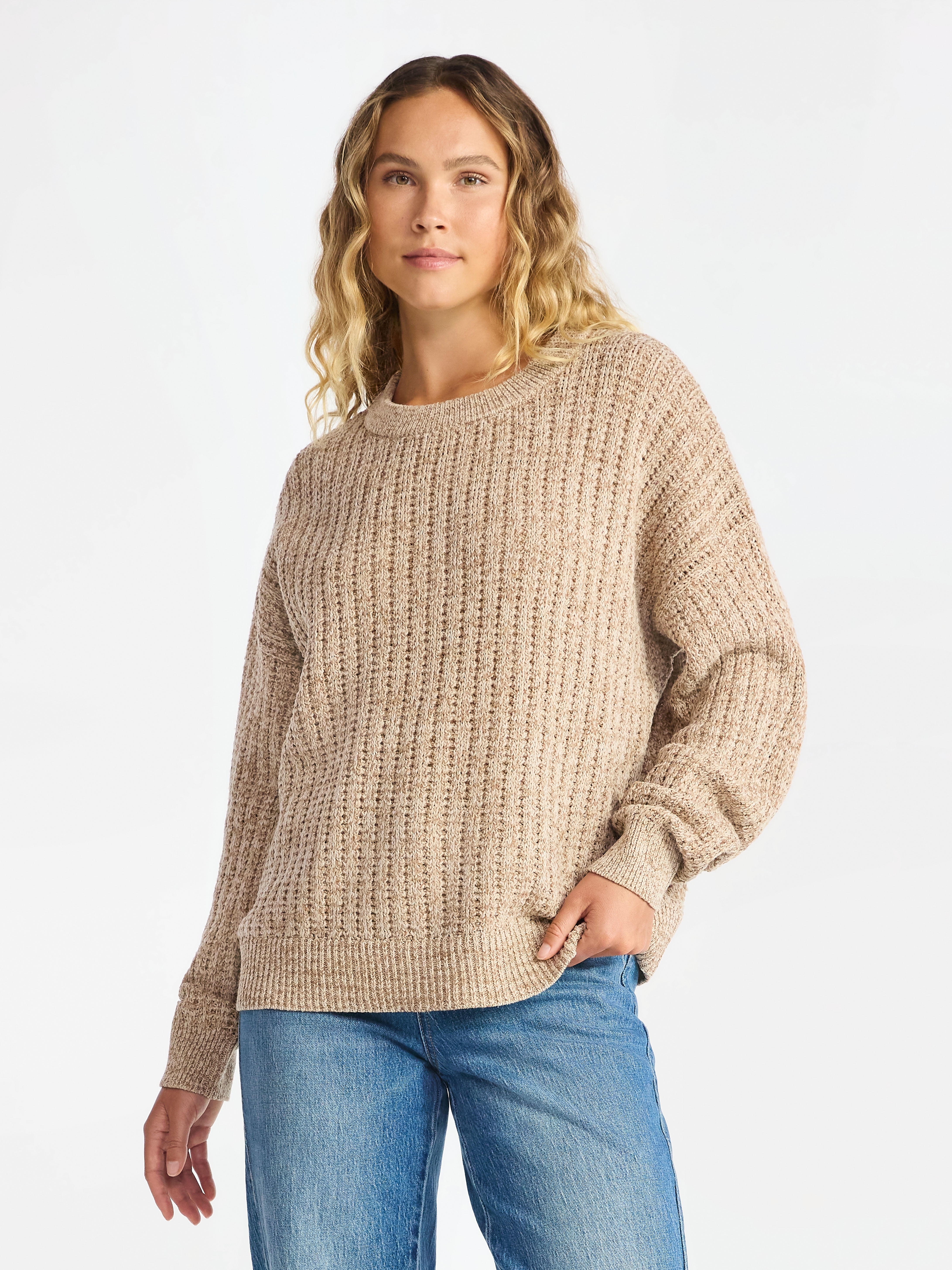 Time and Tru Women's and Women’s Plus Textured Stitch Sweater ...