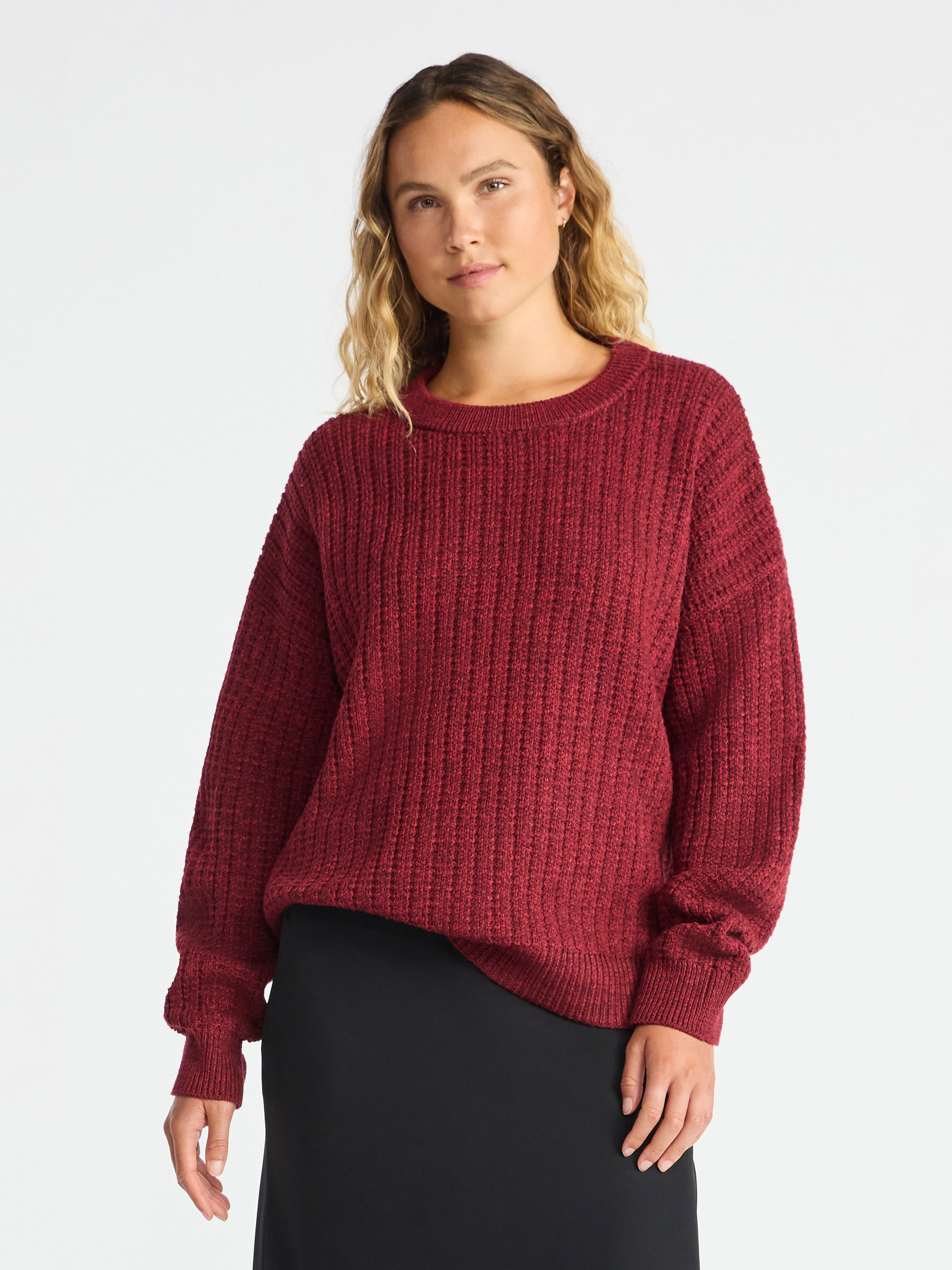 Time and Tru Women's and Women’s Plus Textured Stitch Sweater ...