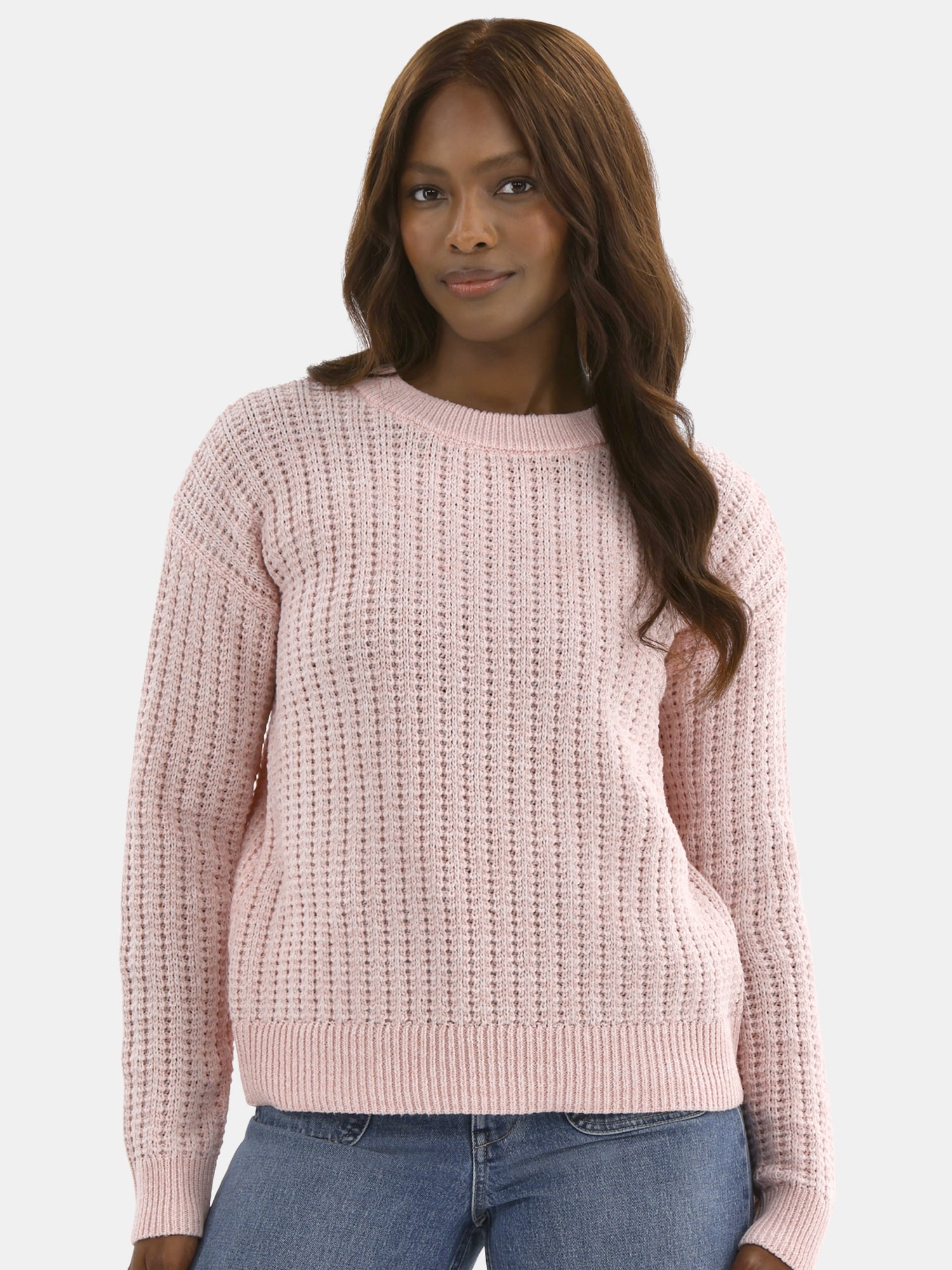 Time and Tru Women's and Women’s Plus Textured Stitch Sweater ...