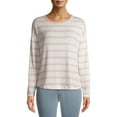 Time and Tru Women's Long Sleeve Drop Shoulder Crew Neck Top - Walmart.com