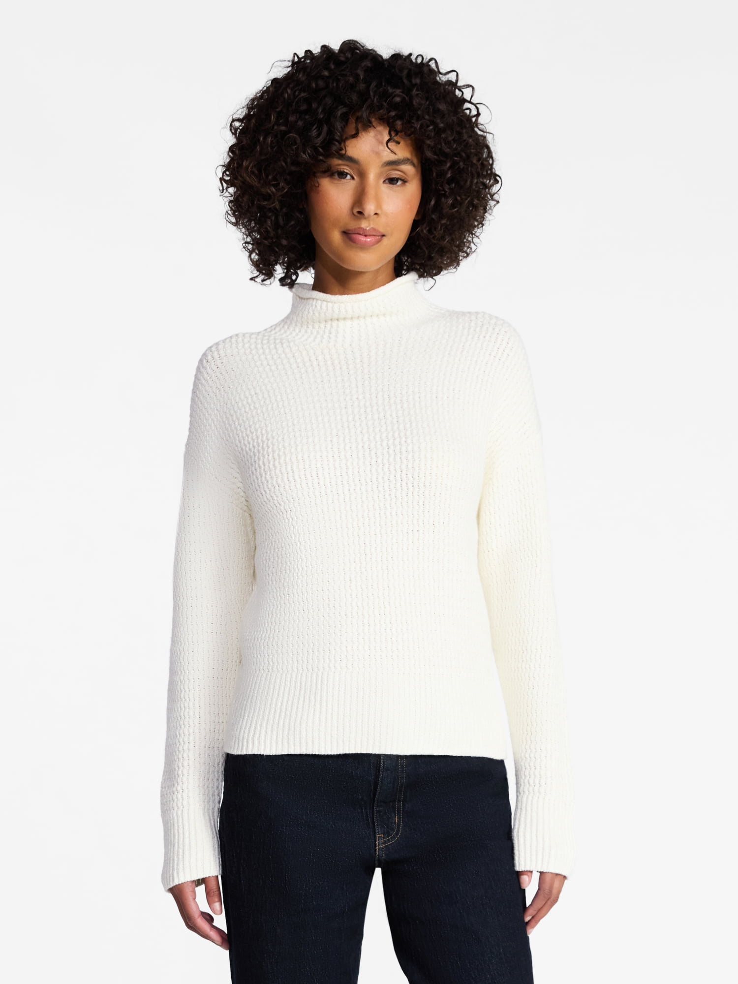 Time and Tru Women's Funnel Neck Sweater, Midweight, Sizes XS-XXXL ...