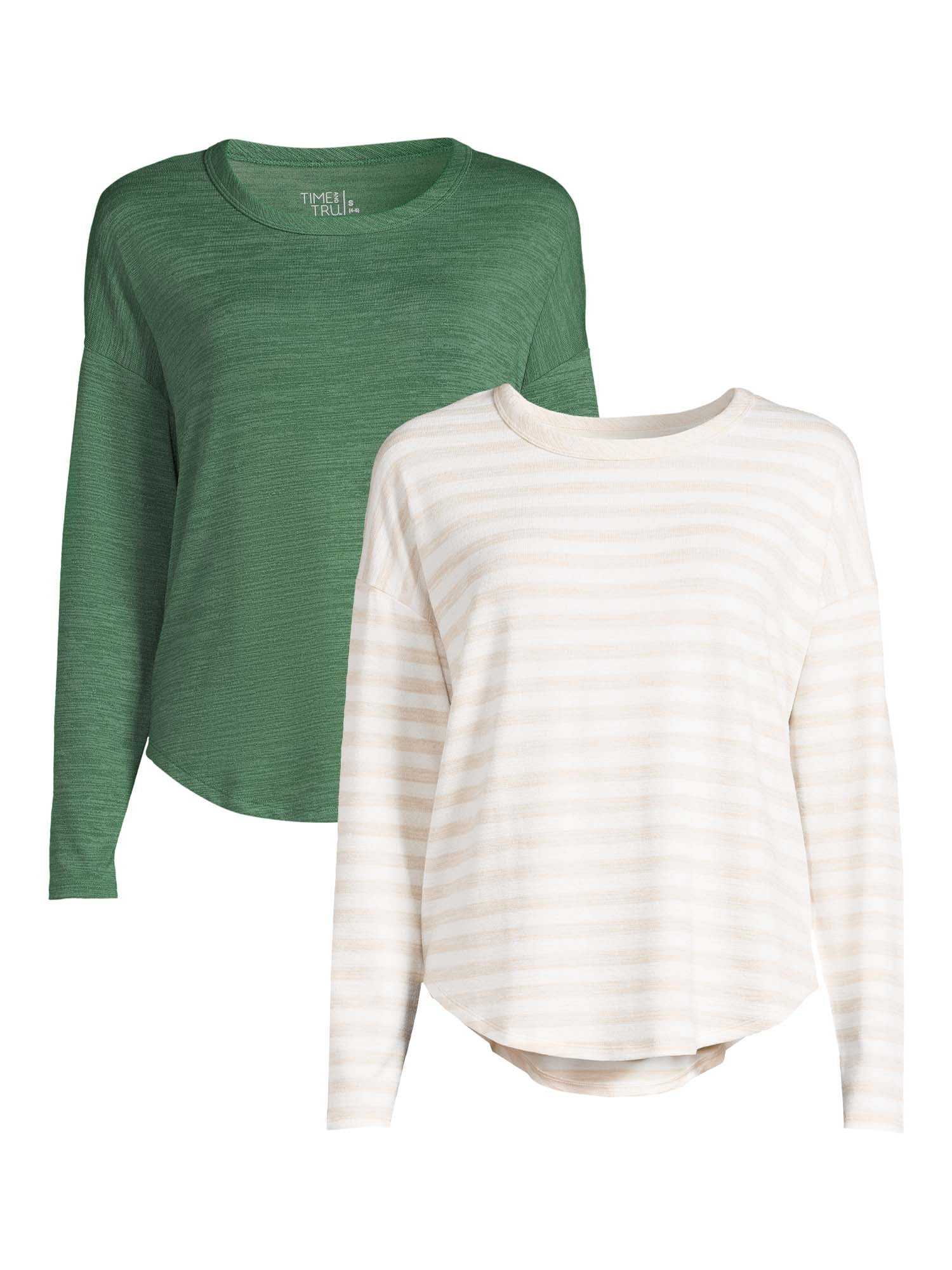 Time and Tru women's Long Sleeve Hacci Top 2 Pack - Walmart.com