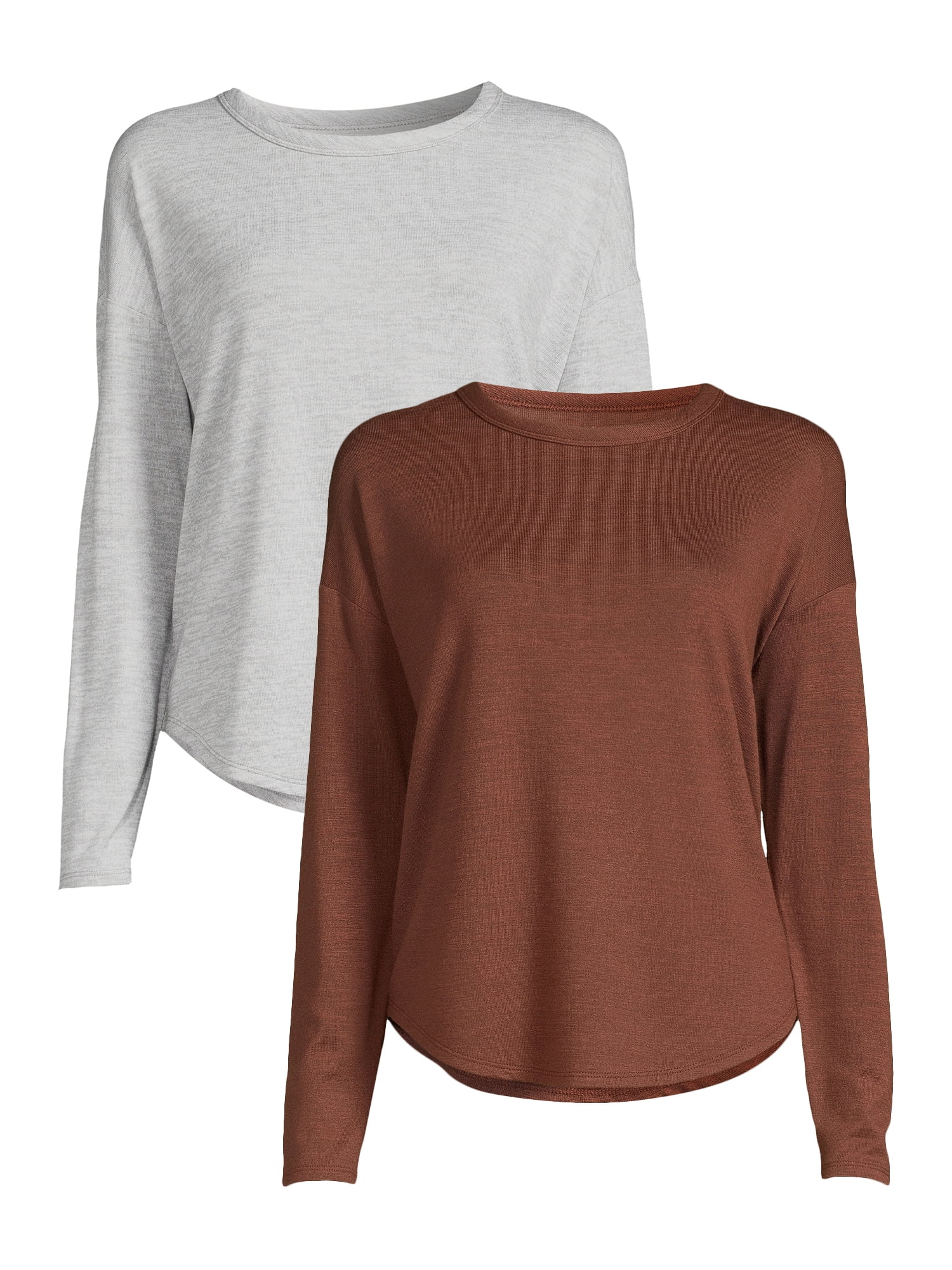 Time and Tru Women's Long Sleeve Hacci Top (2 Pack) - Walmart.com