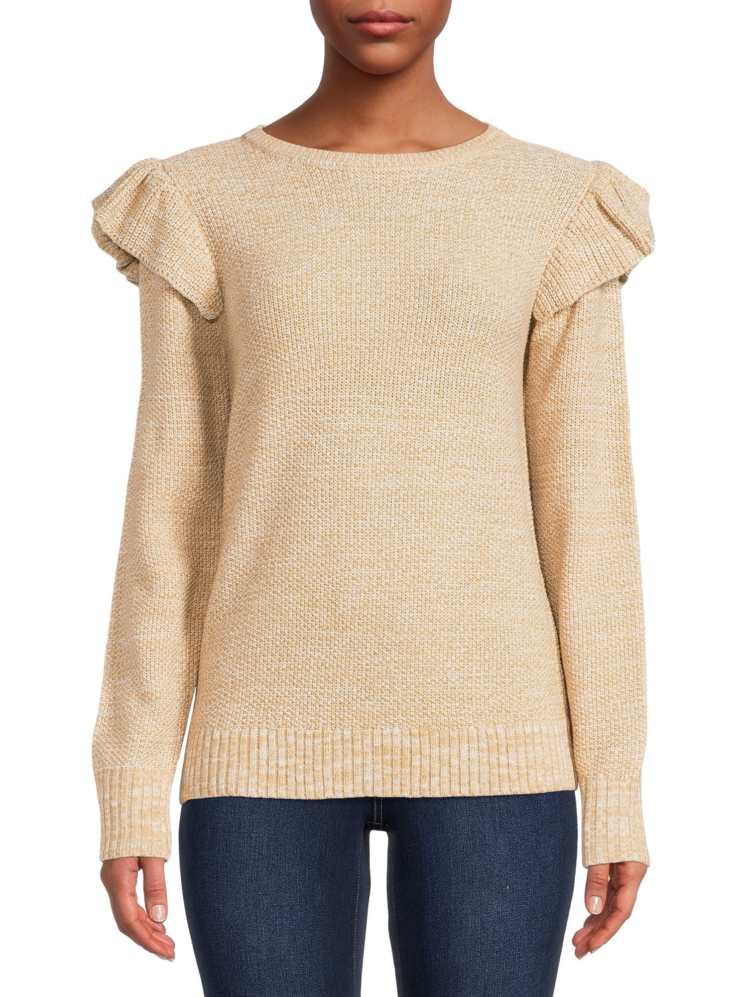Time and Tru Women's Lightweight Ruffle Sweater - Walmart.com