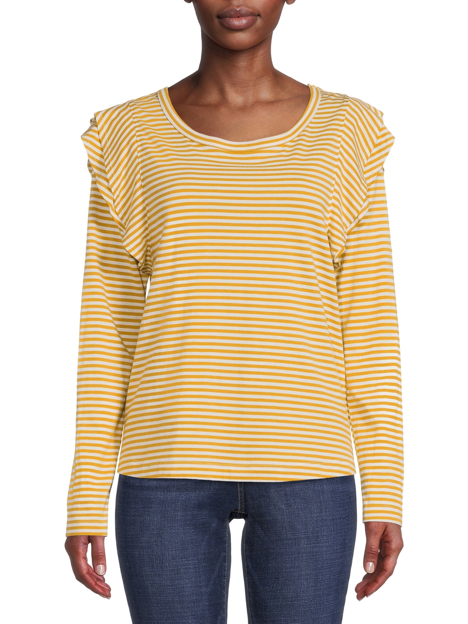 Time and Tru women's Long Sleeve Ruffle Top - Walmart.com
