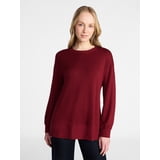 Time and Tru Women's French Terry Tunic Top with Long Sleeves, Sizes XS ...