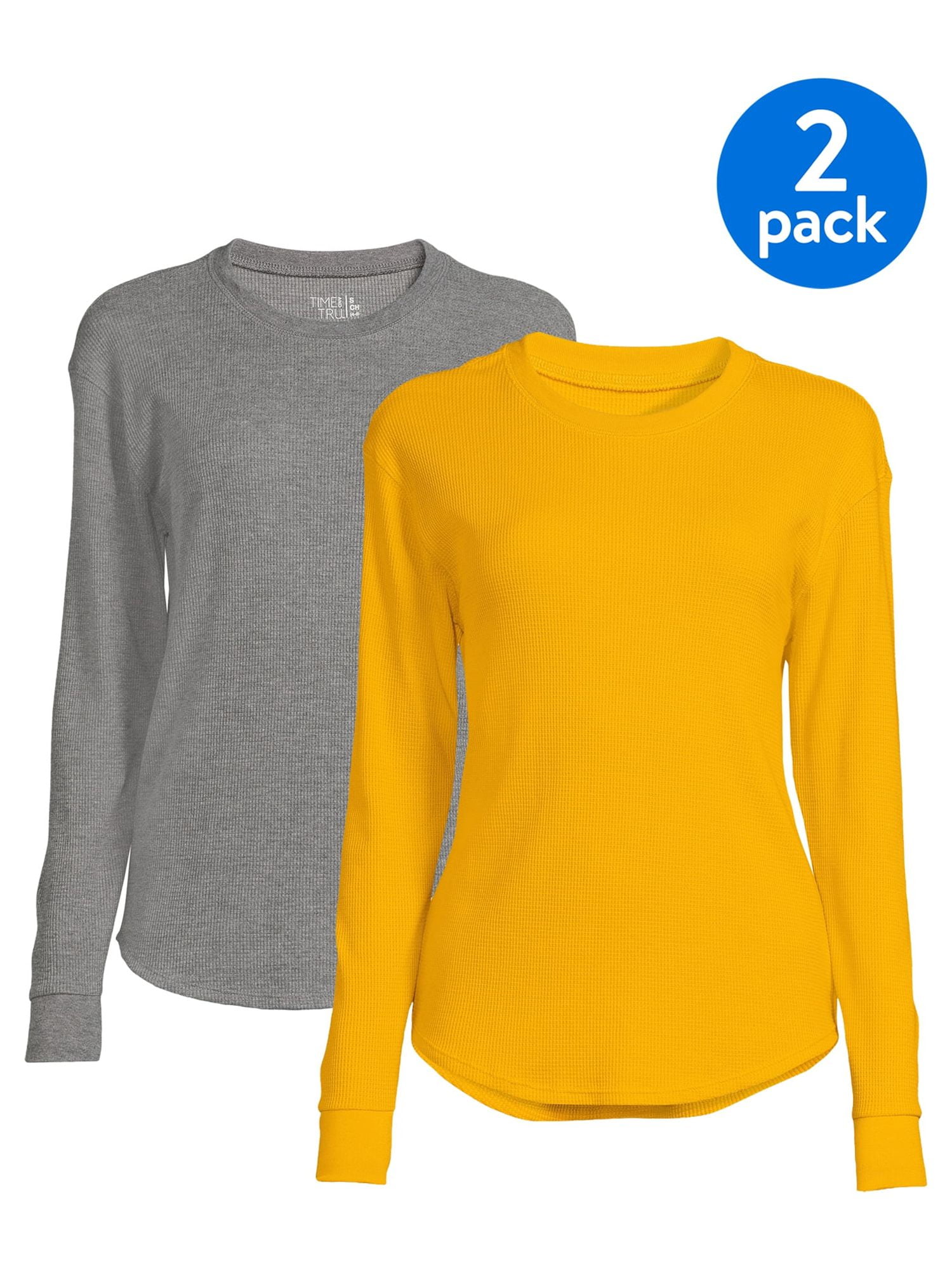 Time and Tru Women's Long Sleeve Thermal Top, 2-Pack - Walmart.com
