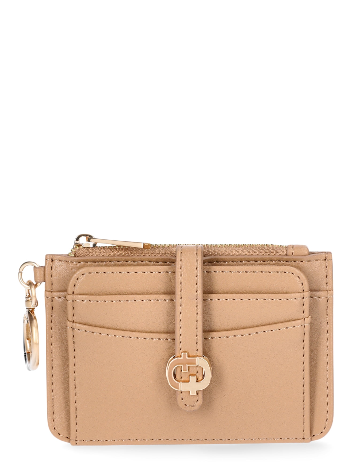 Time and Tru Women's Maria Card Case Wallet with Zip Closure, Mocha ...