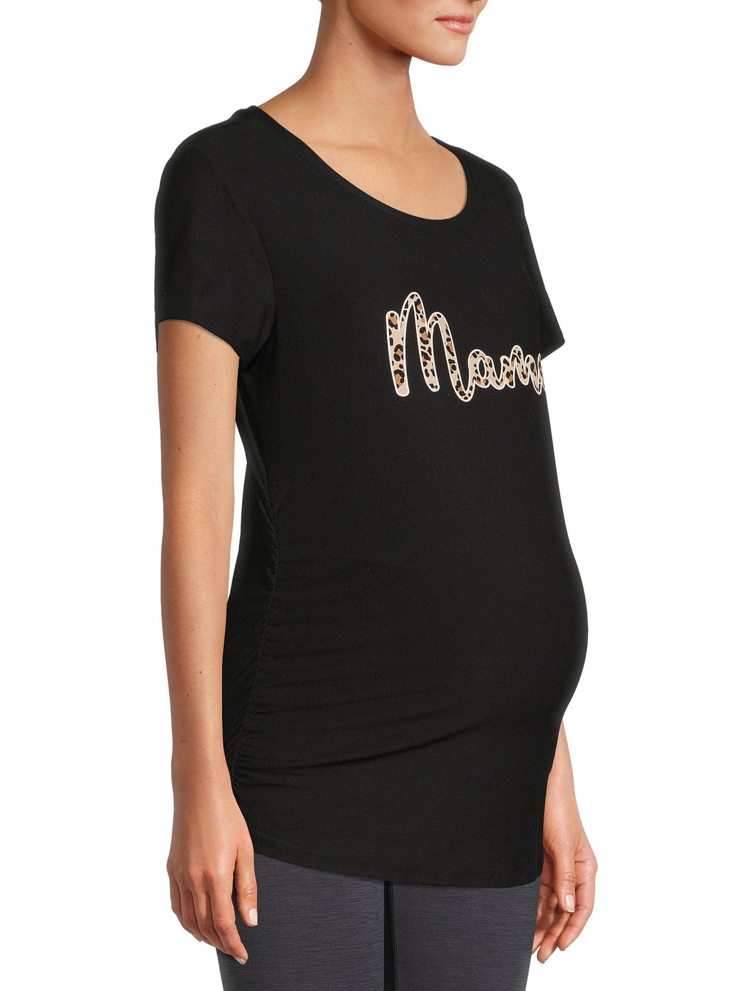 Time & Tru Women's Maternity Graphic Stretch T-Shirt Comfortable ...
