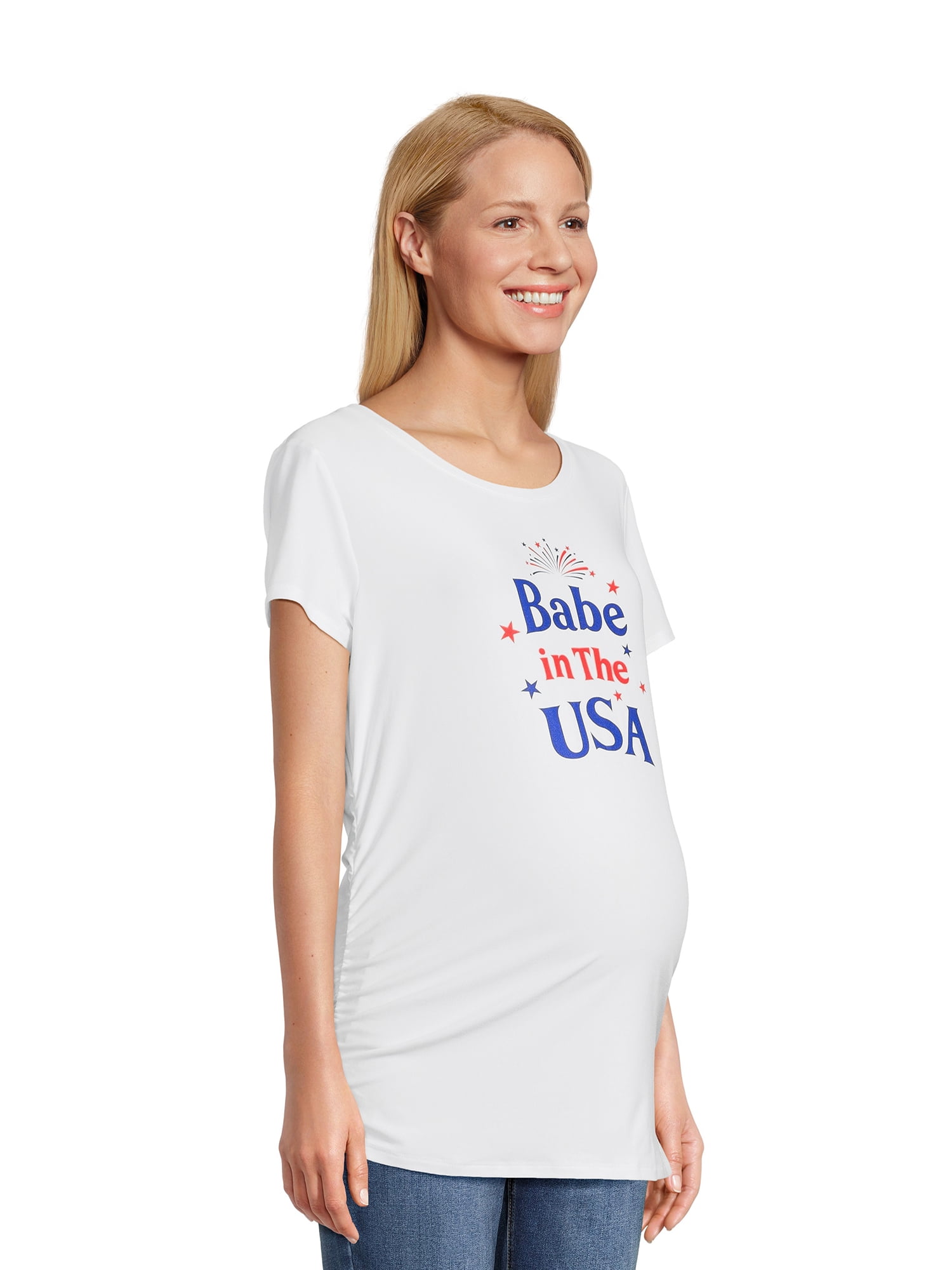 Time & Tru Women's Maternity Graphic Tee, Comfortable & Versatile ...