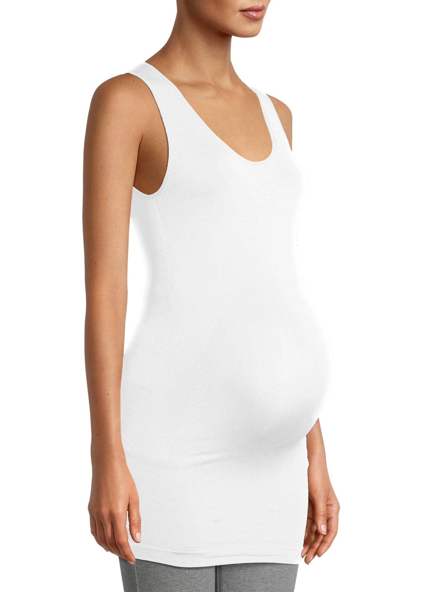Time & Tru Women's Maternity Sleeveless Seamless Support Tank Top with ...