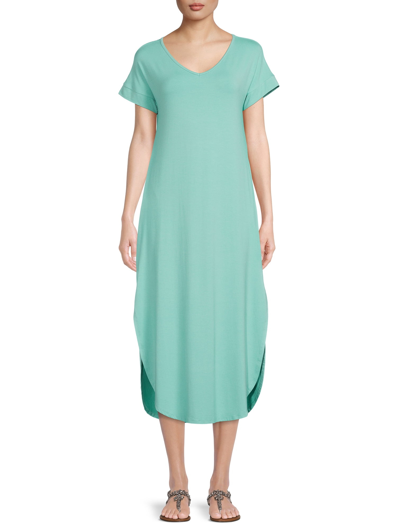 Time and Tru Women's Maxi Dress with Short Sleeves - Walmart.com
