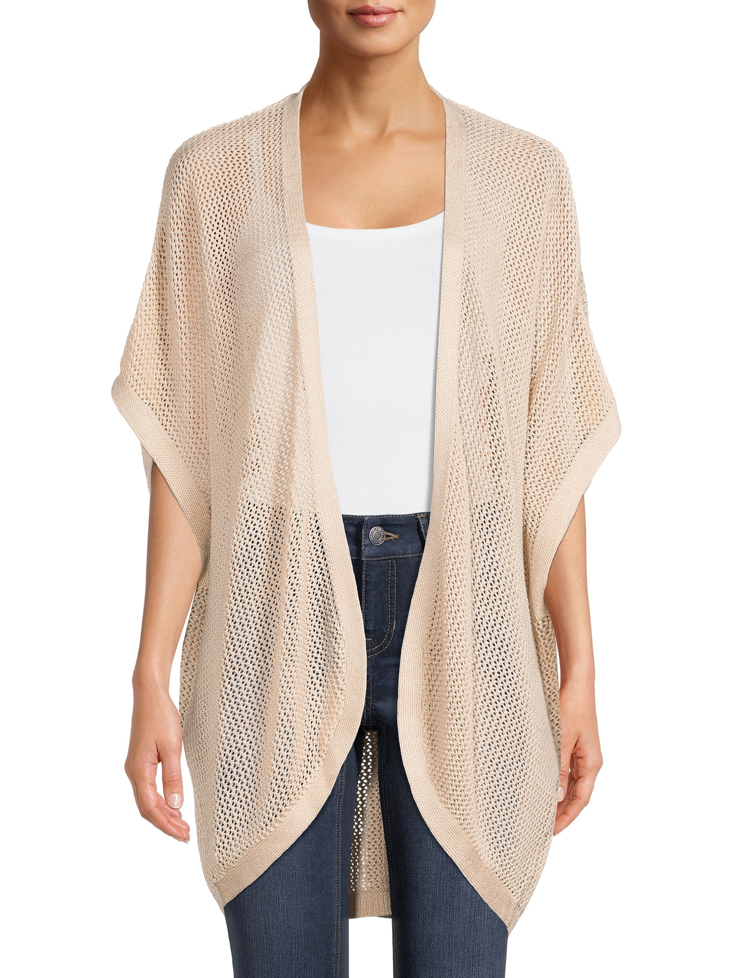 Time and Tru Women's Mesh Stitch Duster - Walmart.com