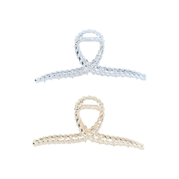 Time and Tru Women's Metal Claw Hair Clips 2-Pack Gold-Tone Silver-Tone ...