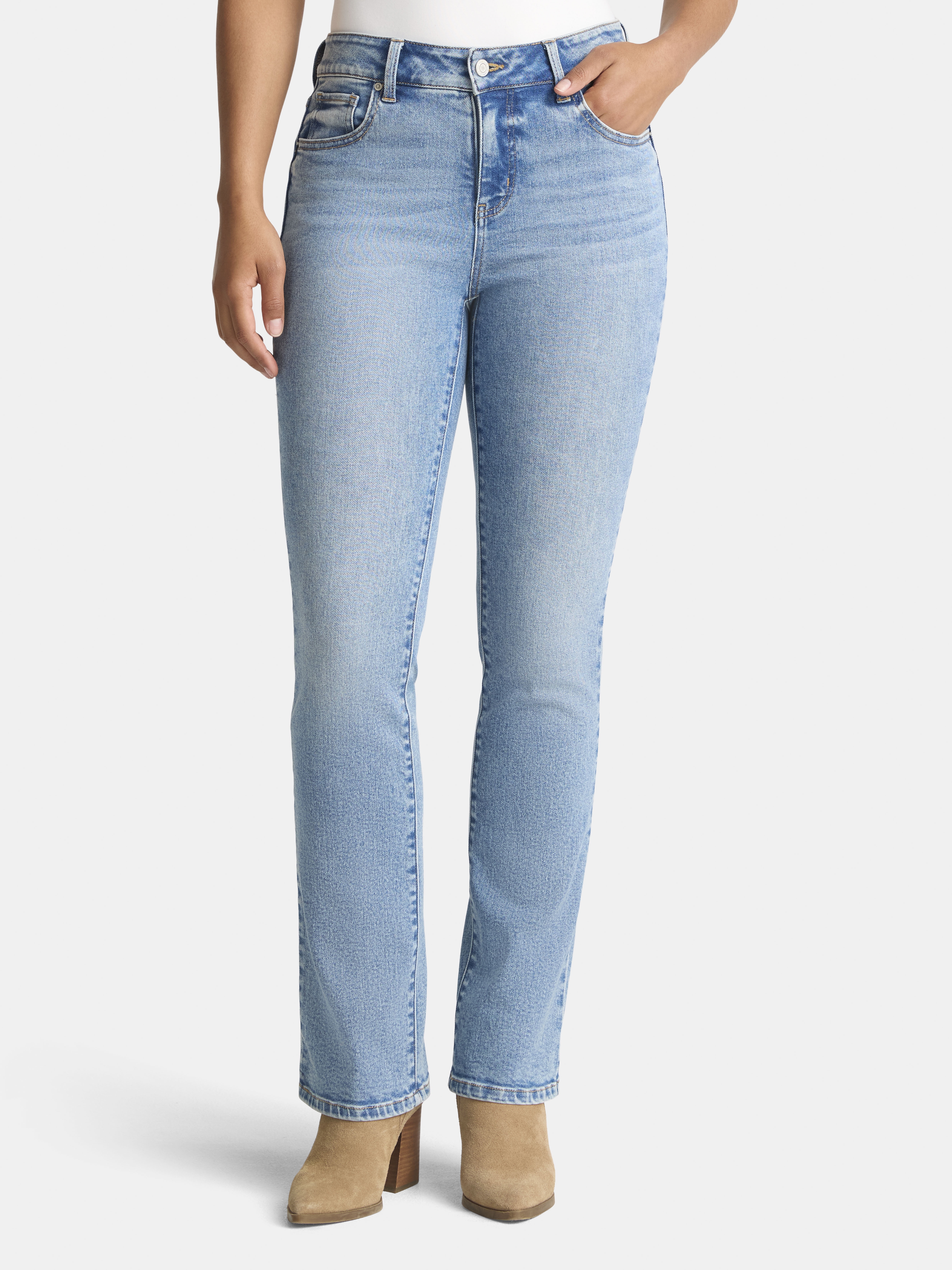 Time and Tru Women's Mid Rise Bootcut Jeans, Available in 30", 32", 34 ...