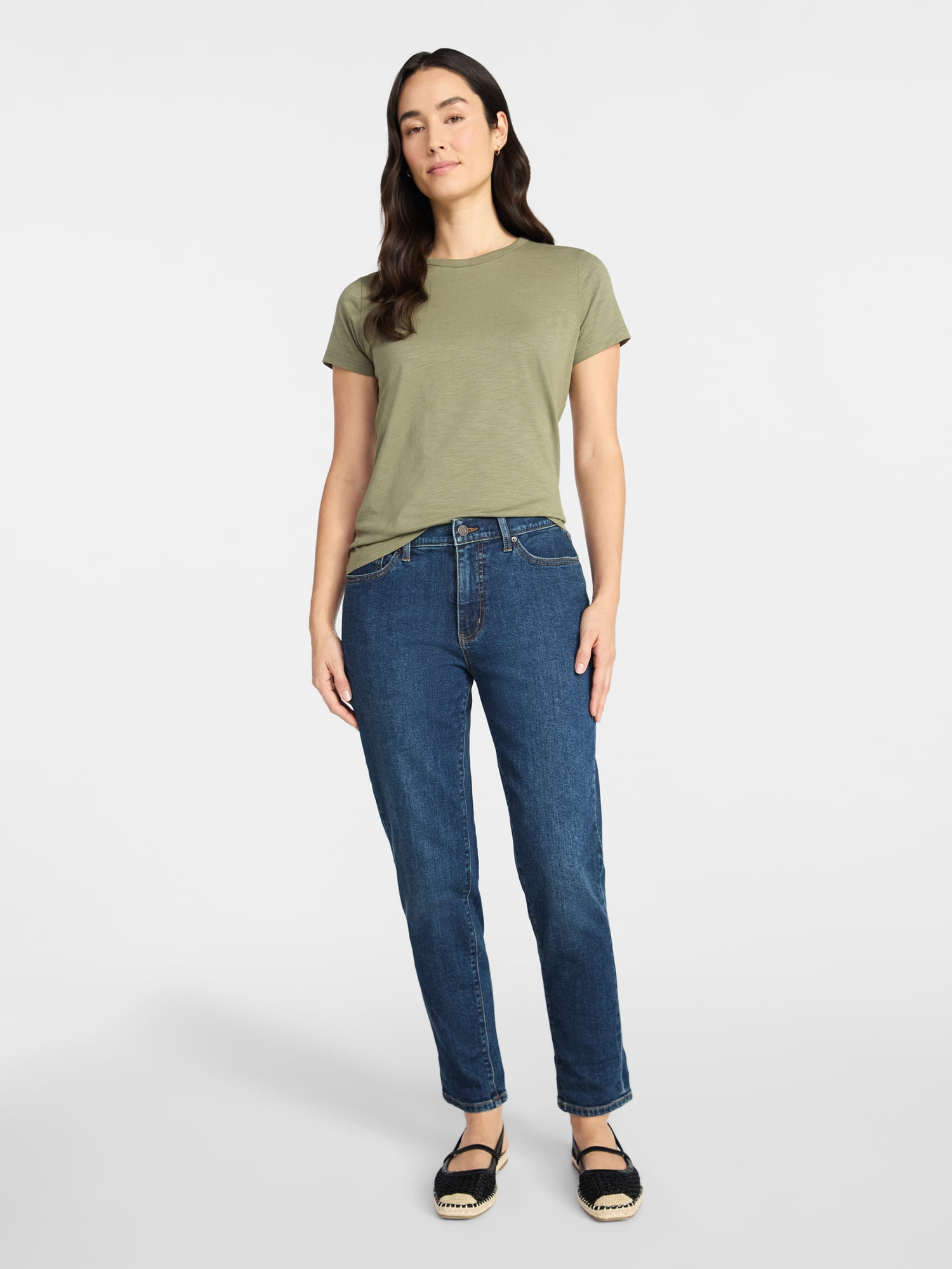 Time and Tru Women's Mid Rise Boyfriend Jeans, 26" Inseam, Sizes 0-22 ...