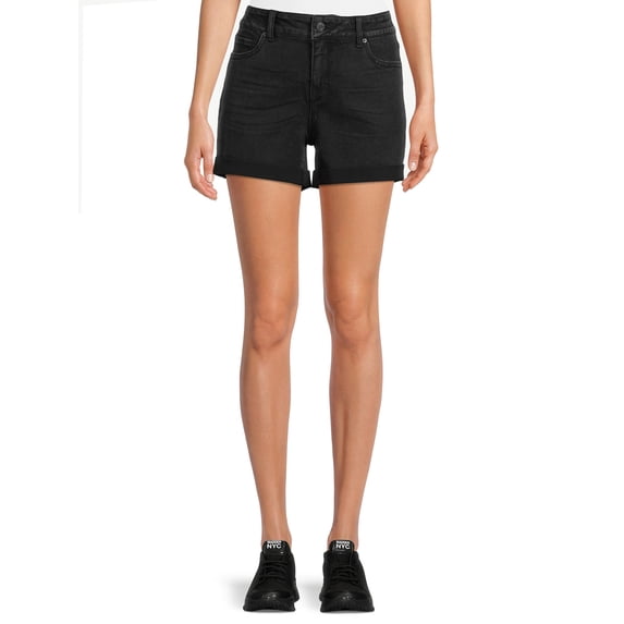 Time and Tru Women's Mid Rise Shorts with Double Roll Cuffs - Walmart.com