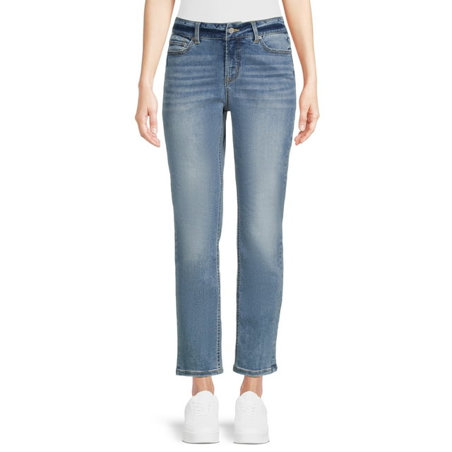 Time and Tru Women’s Mid Rise Straight Jeans, 29" Inseam for Regular ...