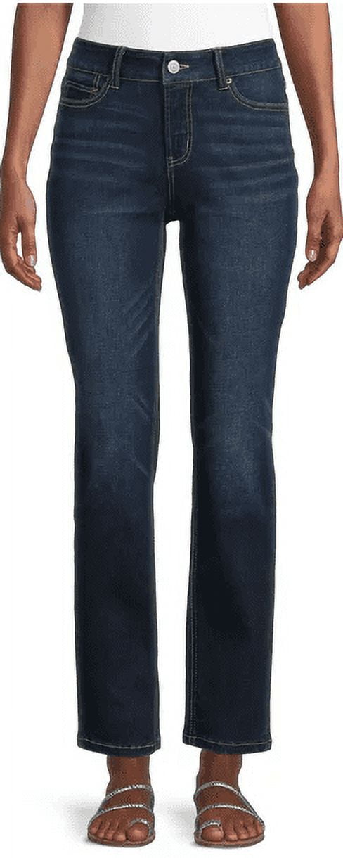 Time and Tru Women’s Mid Rise Straight Jeans, 29" Inseam for Regular ...