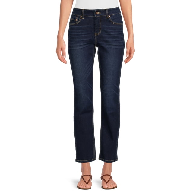 Time and Tru Women’s Mid Rise Straight Jeans, 29" Inseam for Regular ...