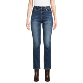 Time and Tru Women's High Rise Straight Leg Jeans, 30" Inseam, Sizes 0 ...