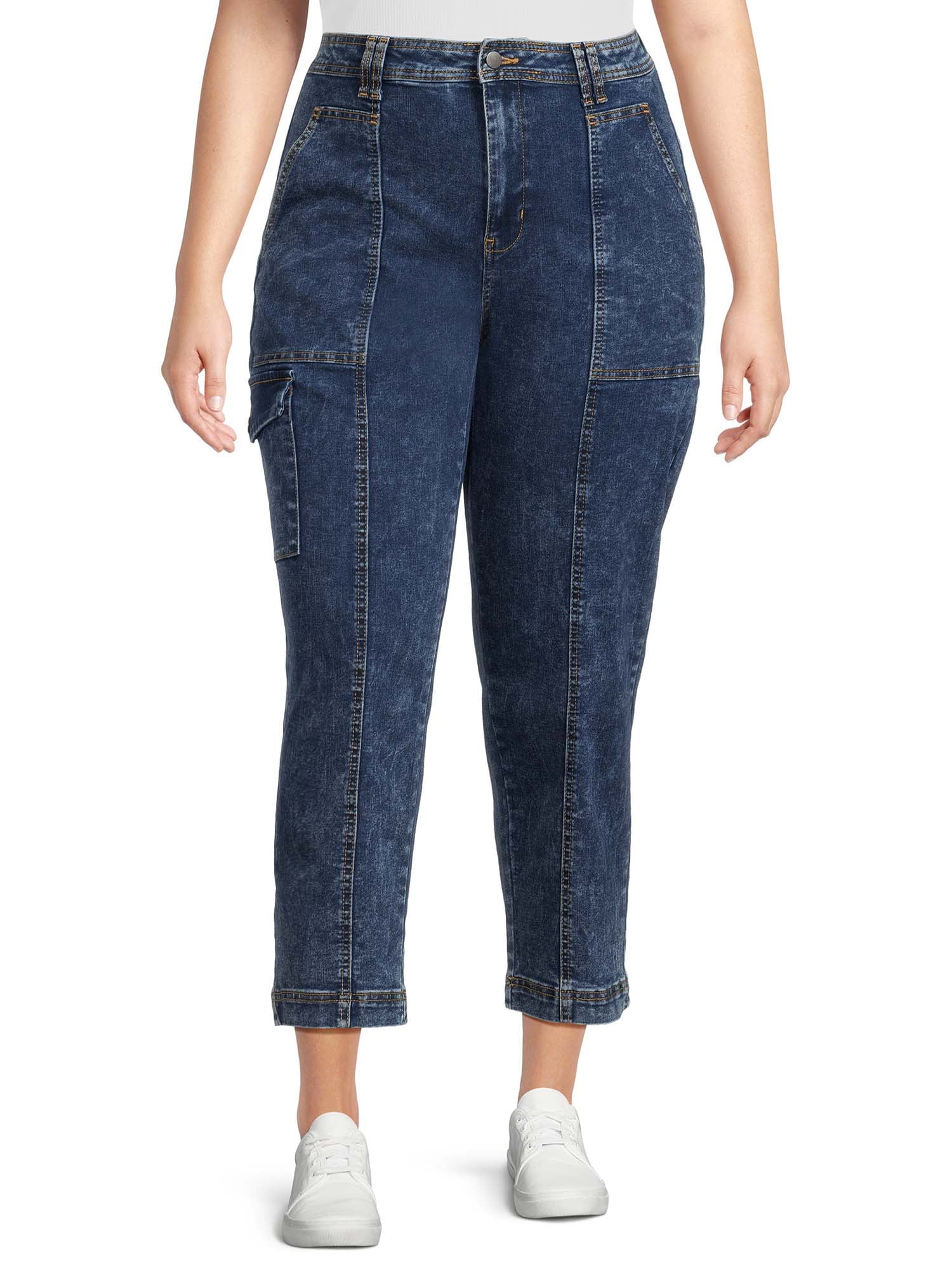 Time and Tru Women's Mid Rise Straight Utility Pants, 27" Inseam, Sizes ...