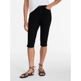 Time and Tru Women's Mid Rise Stretch Denim Capri Pants, 16.5" Inseam ...