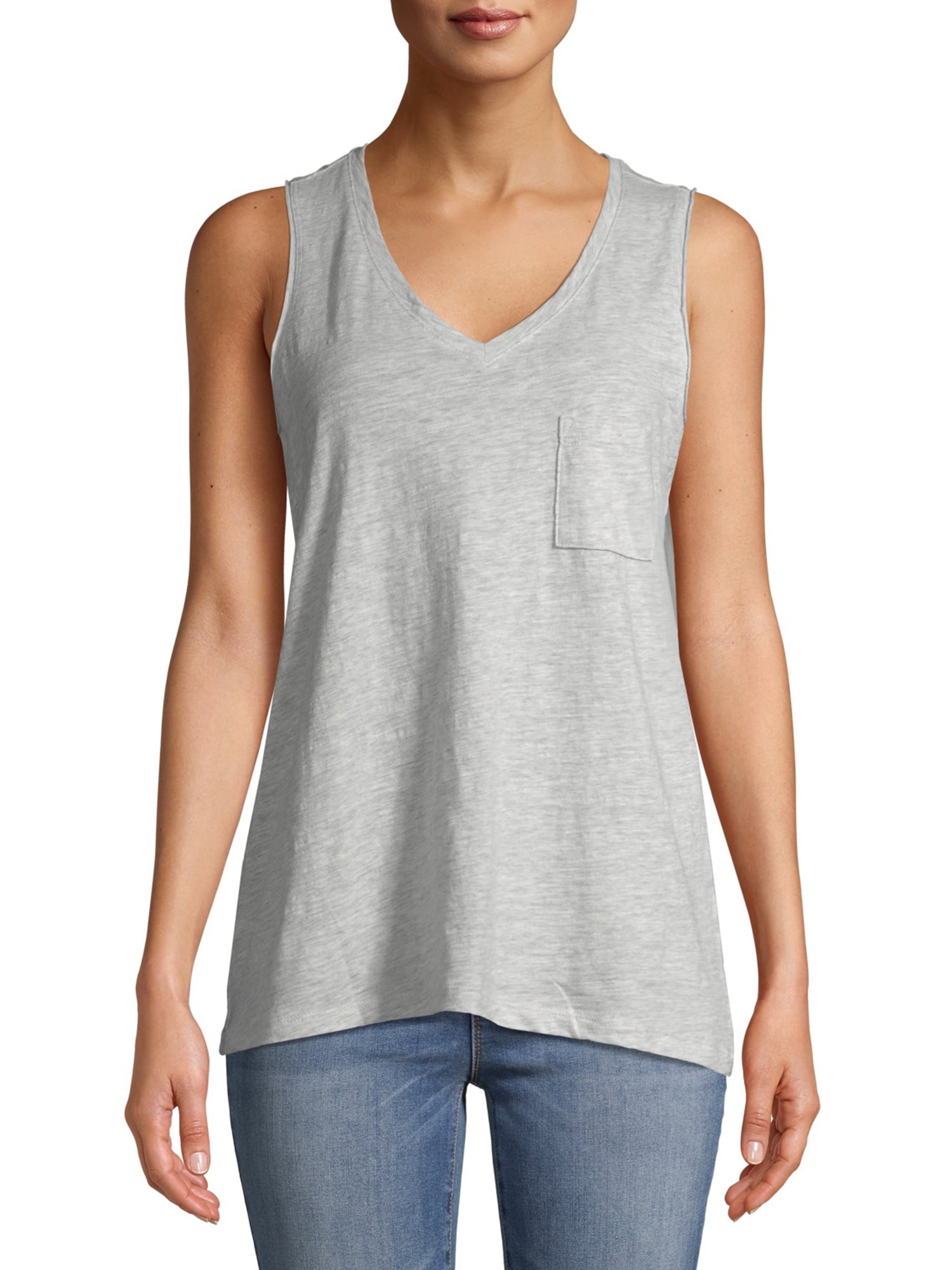 Time and Tru Women's Mineral Wash Pocket Tank Top - Walmart.com