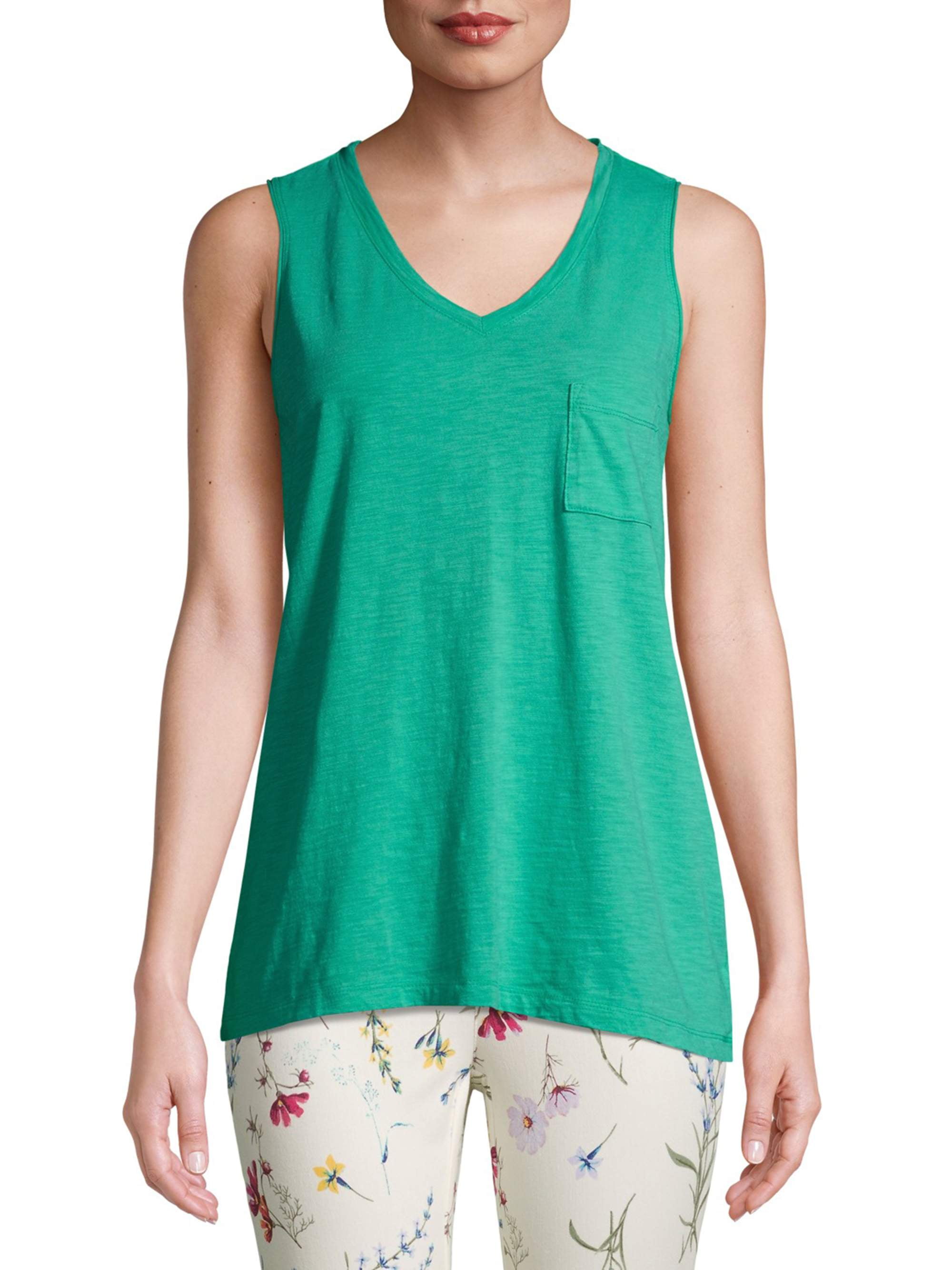 Time and Tru Women's Mineral Wash Pocket Tank Top - Walmart.com