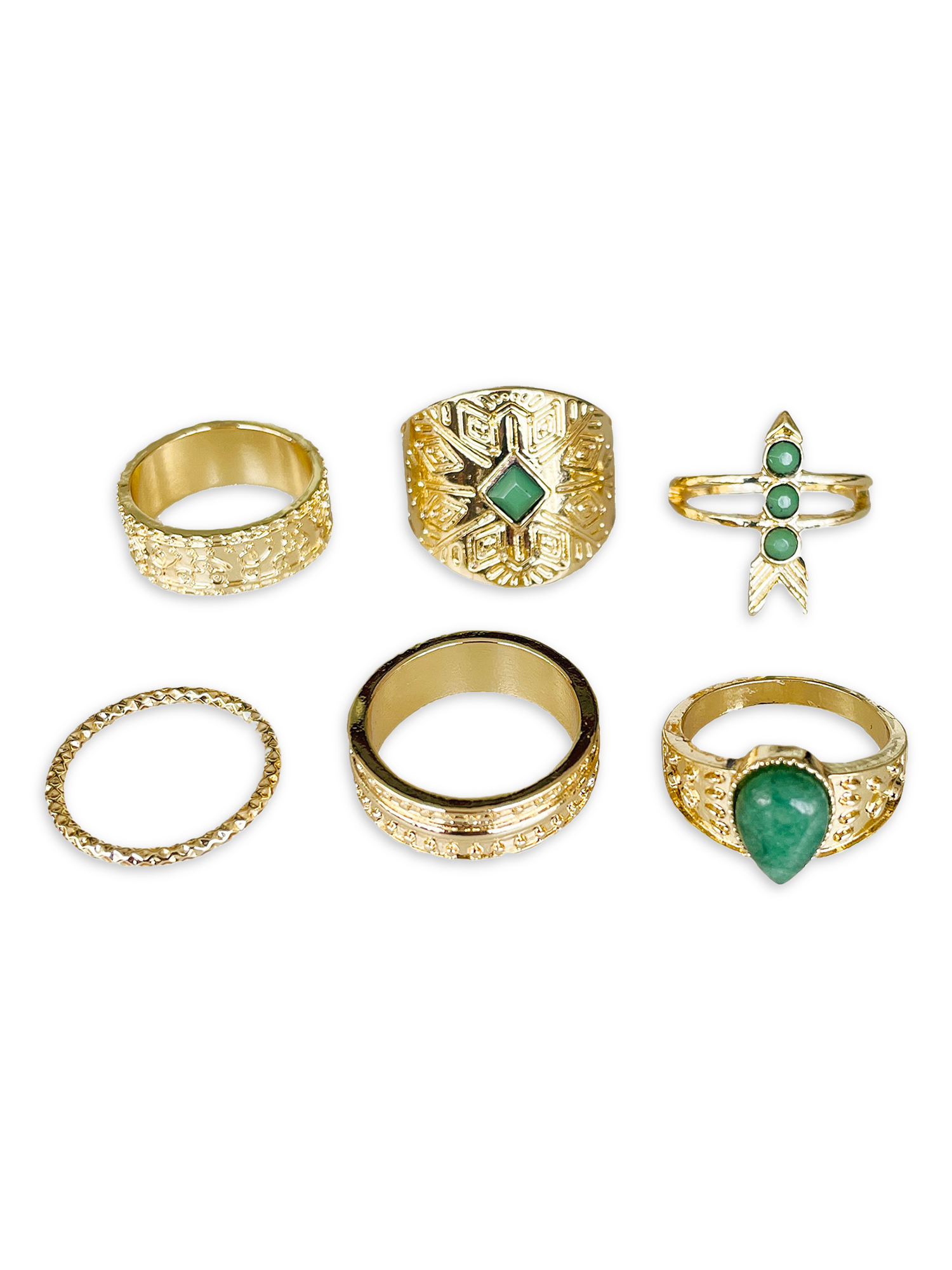 Time and Tru Women's Mix Small Bands with Statement Ring Set Zinc Alloy ...