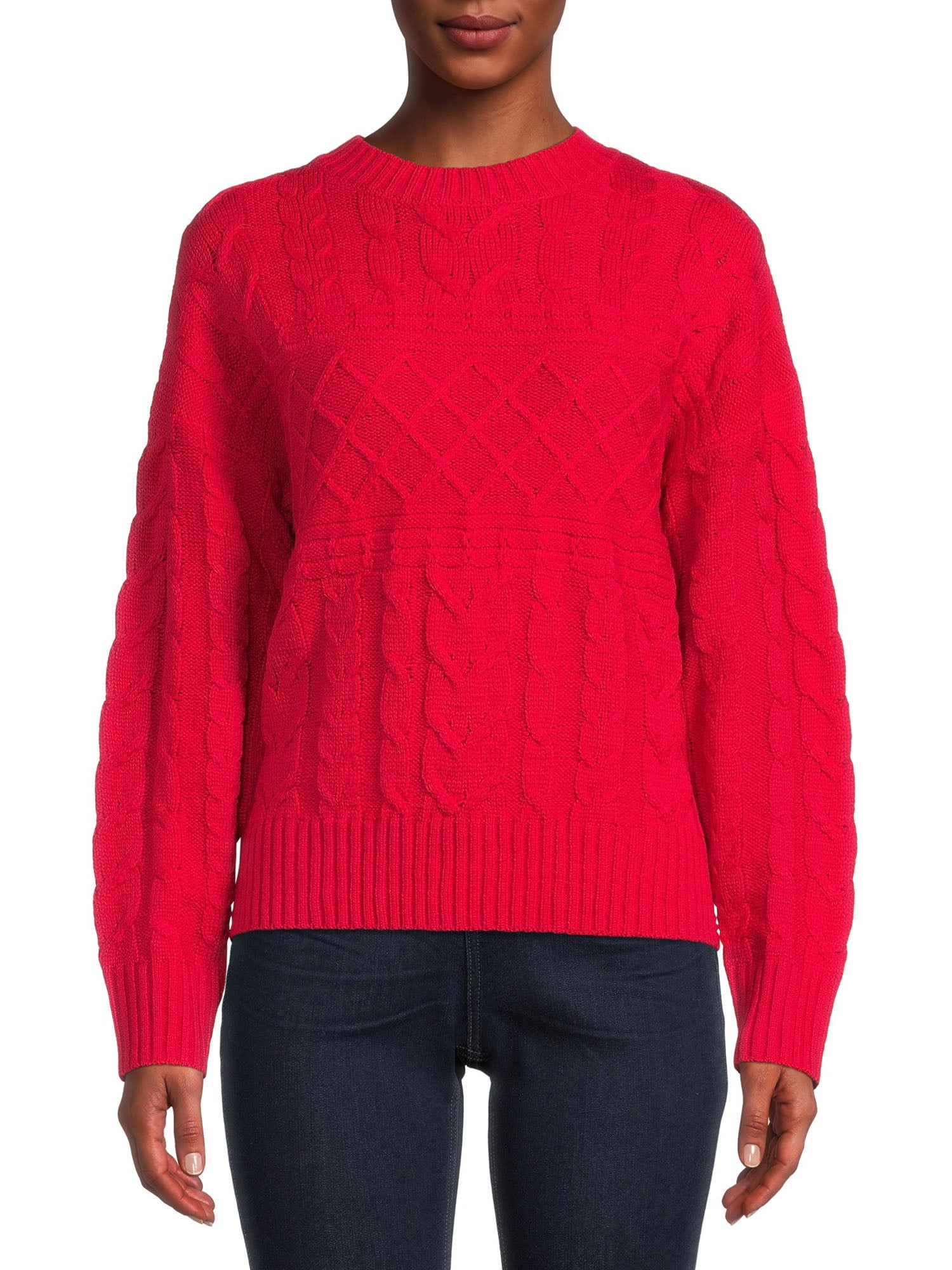 Time and Tru Women's Mixed Stitch Sweater - Walmart.com
