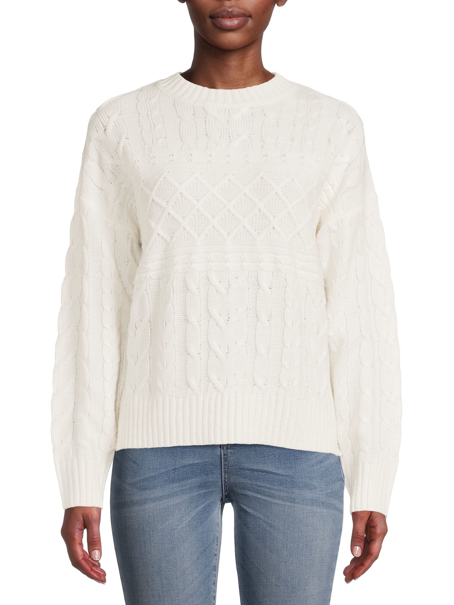 Time and Tru Women's Mixed Stitch Sweater - Walmart.com Time and Tru Women's Mixed Stitch Sweater - Walmart.com