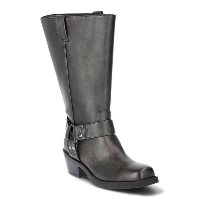 Time and Tru Women's Moto Hardware Boots, Sizes 6-11, Wide Width ...