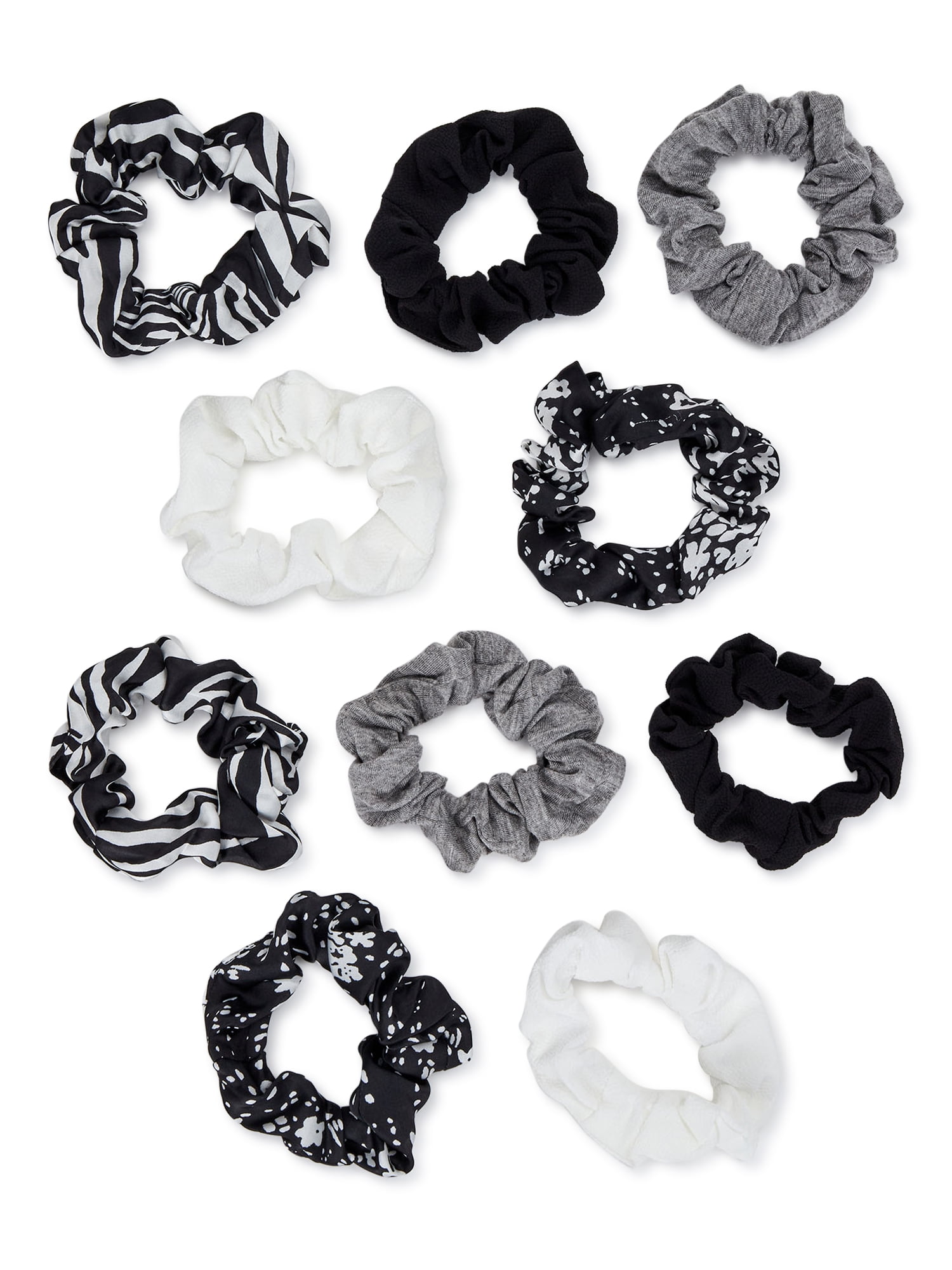 Time and Tru Women's Multi-Color Hair Ties, 10-Pack, Black Multi-Color ...