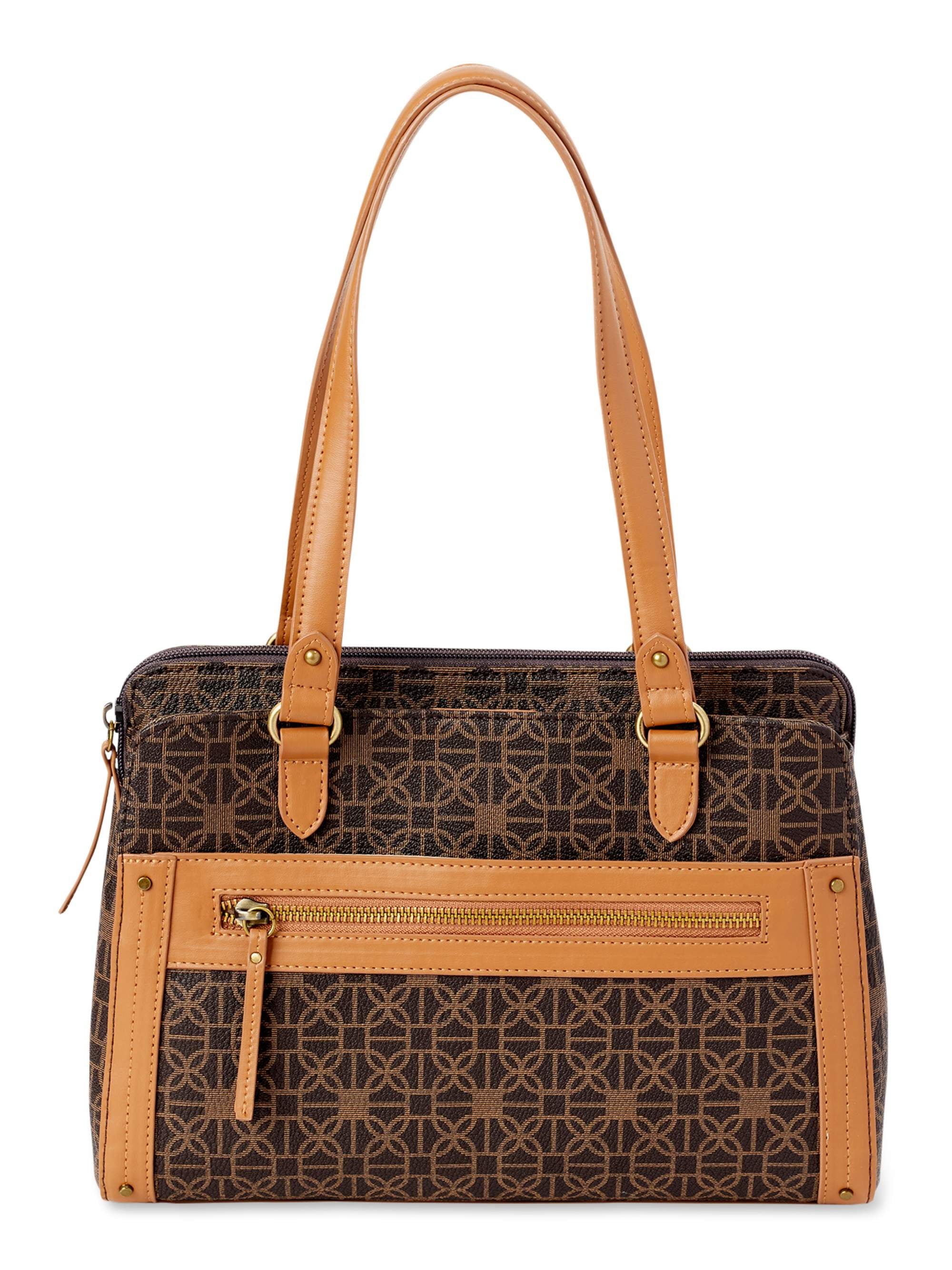 Time and Tru Women's Chic Multi-Compartment Satchel Bag with Crossbody ...