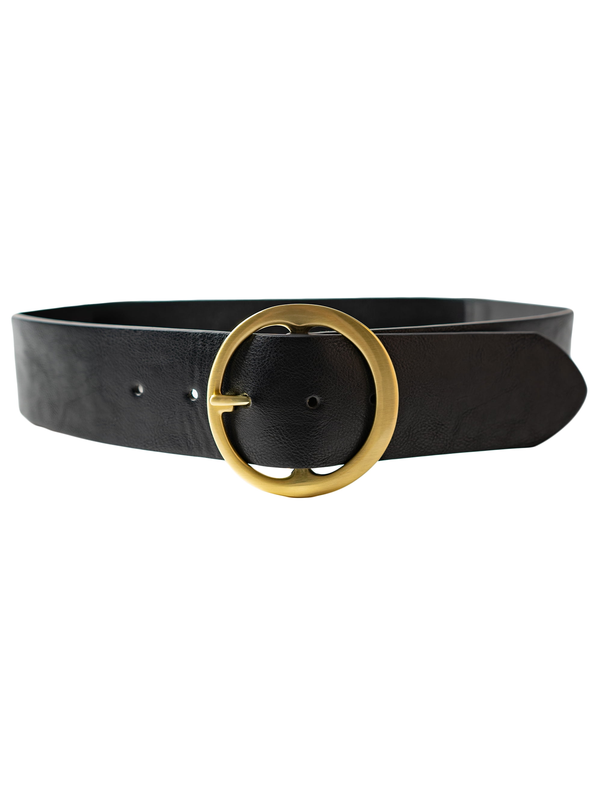 Time and Tru Women's Notched Buckle Stretch Faux Leather Waist Belt in ...
