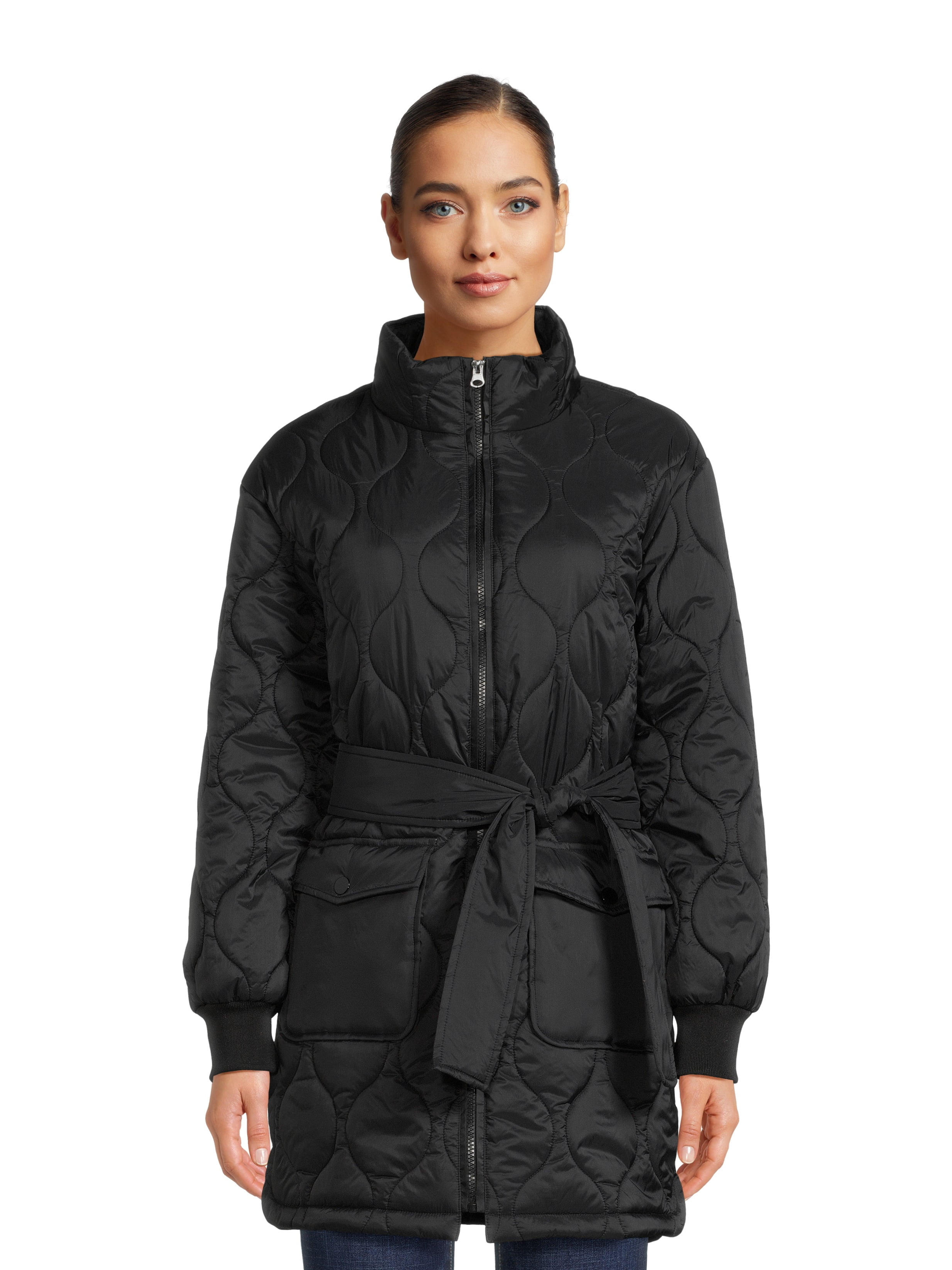 Time and Tru women's Belted Barn Coat - Quilted Jacket - Walmart.com