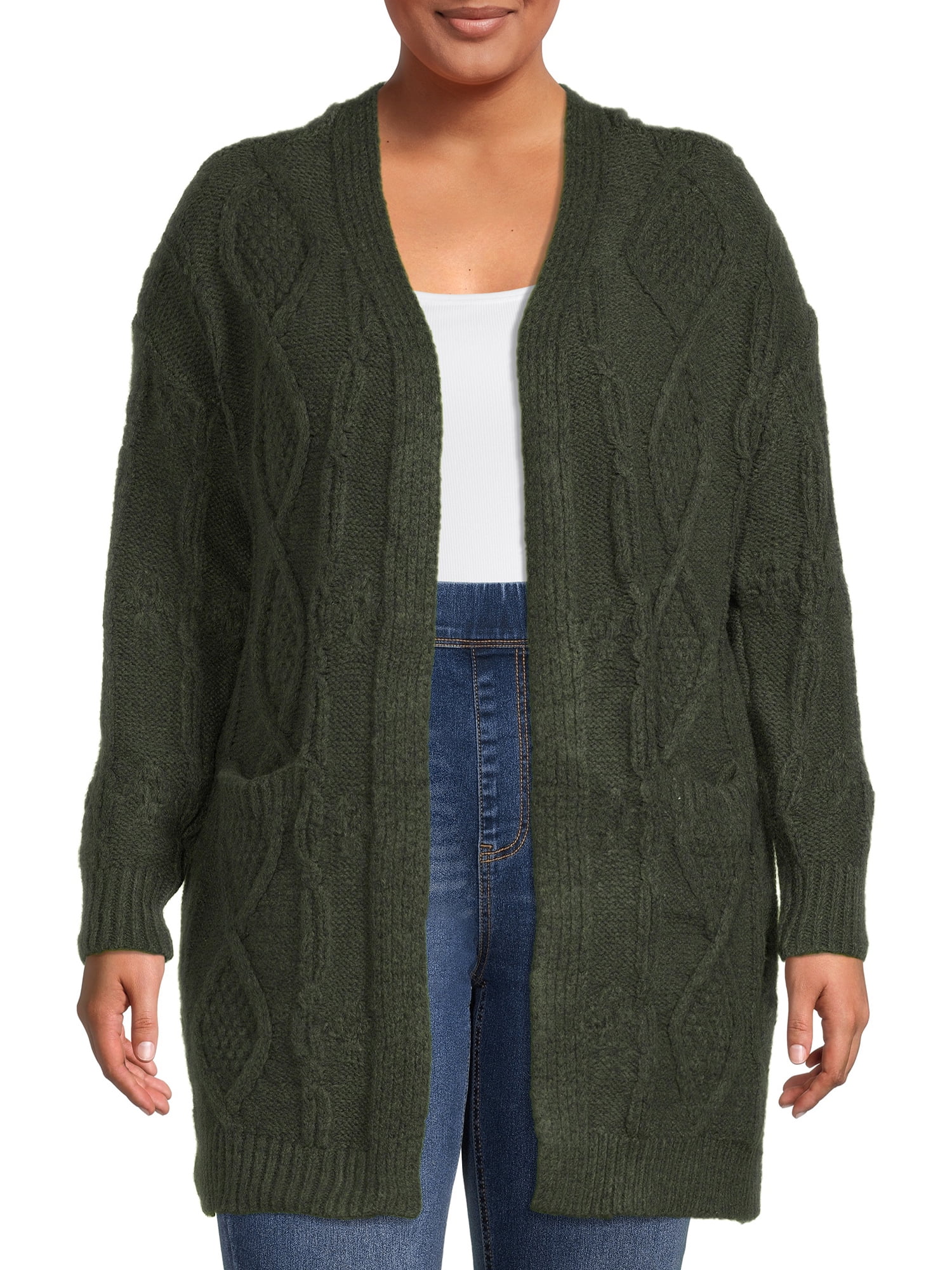 Time and Tru women's Cable Knit Cardigan - XL Size - Walmart.com