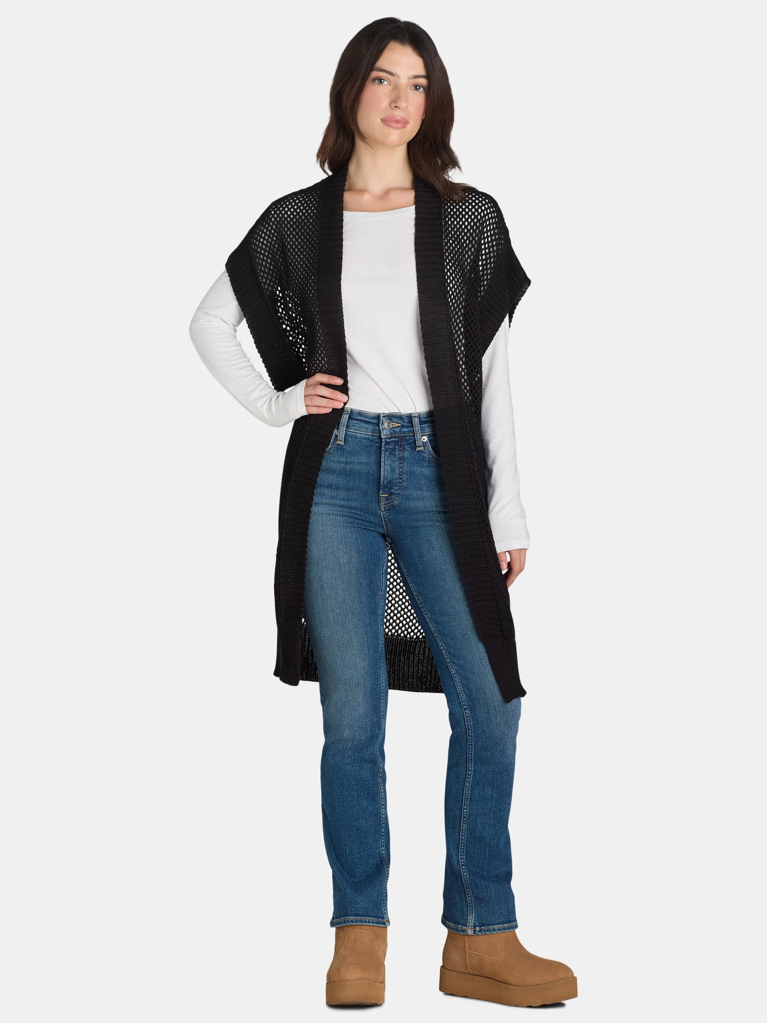 Time and Tru Women's Open Front Crochet Ruana, Sizes S-3XL - Walmart.com